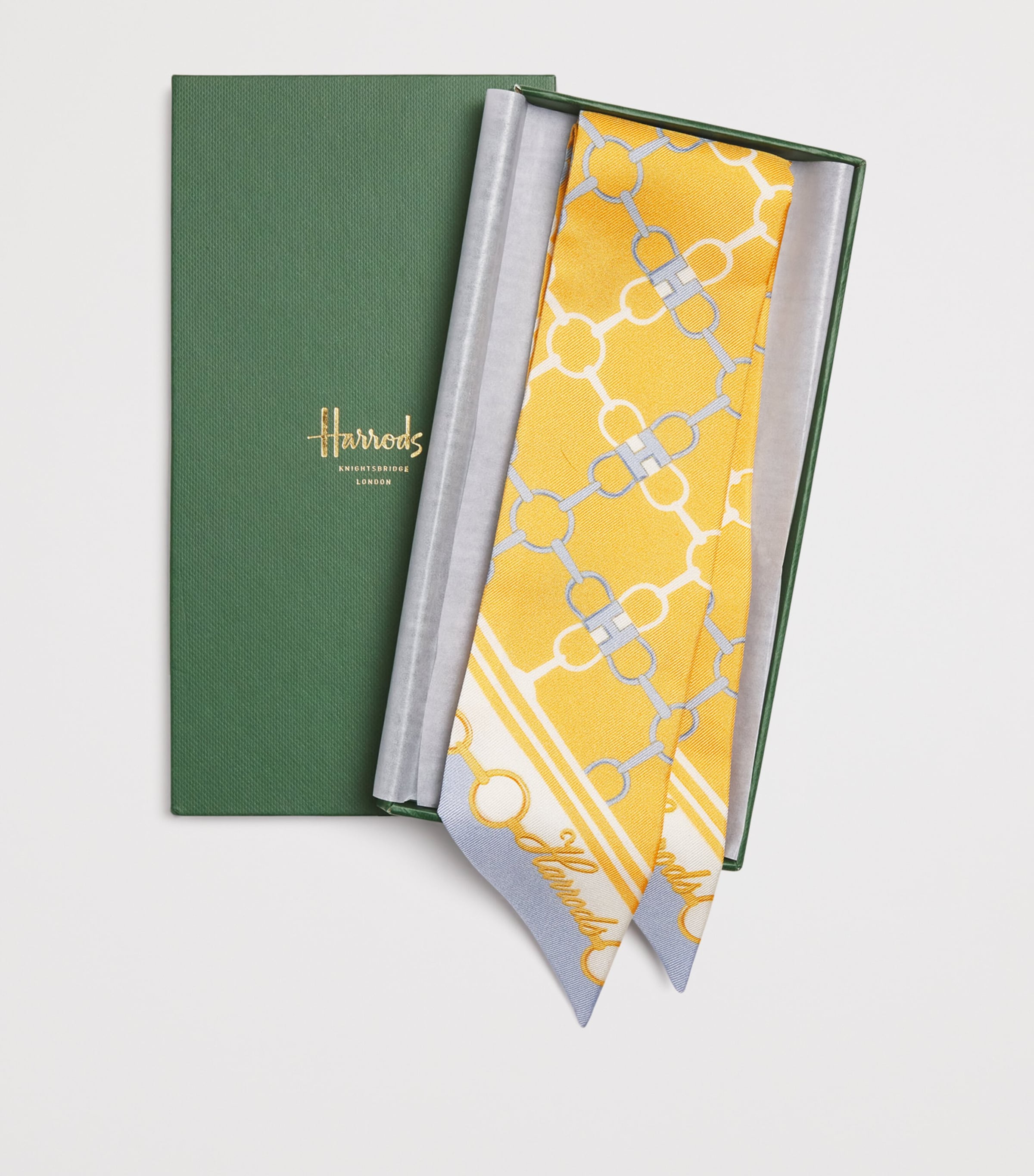 Harrods Yellow Silk Twill Snaffle Scarf | Harrods HK
