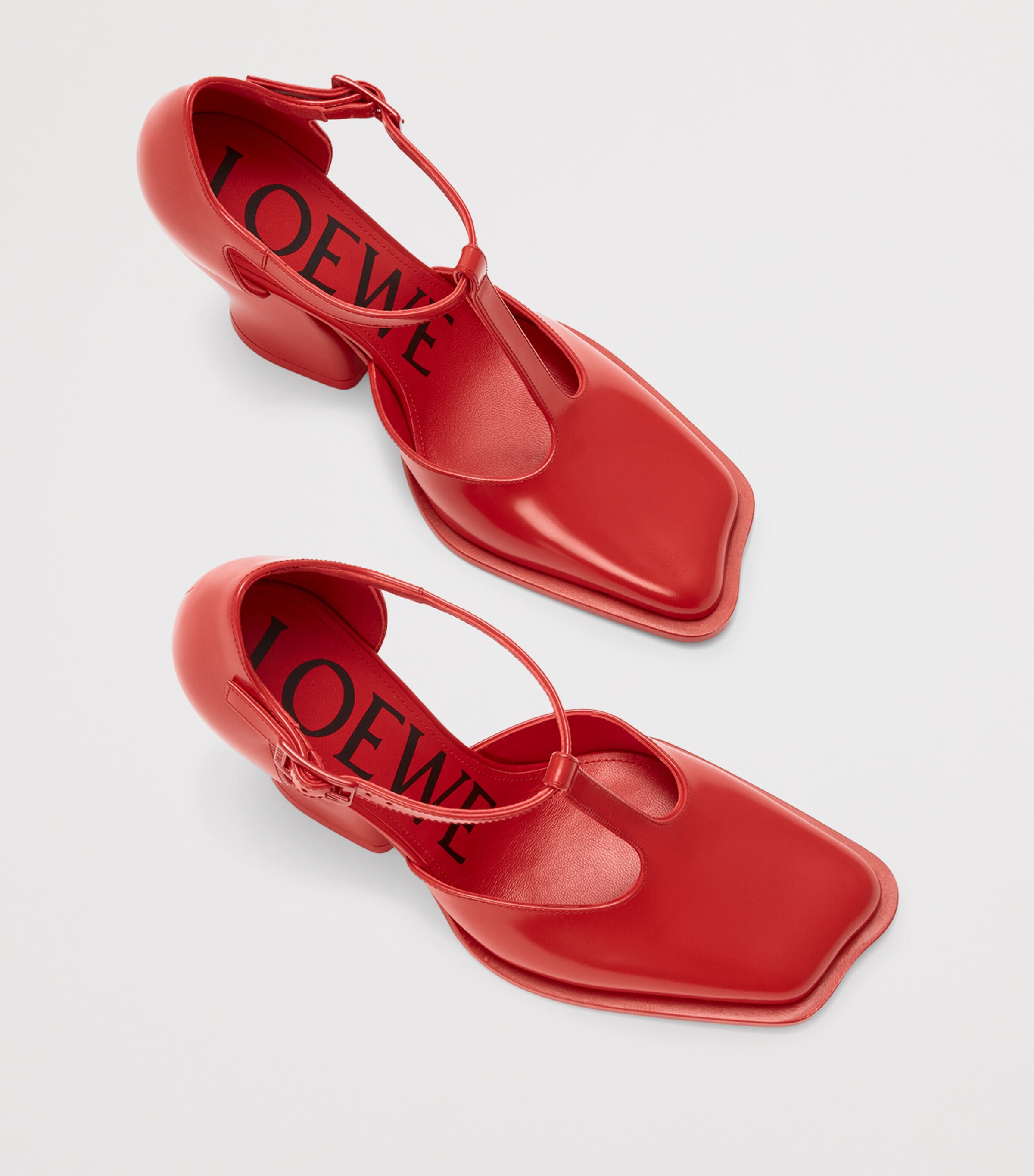 LOEWE Red Leather Onda T-Bar Pumps 90 | Harrods MY