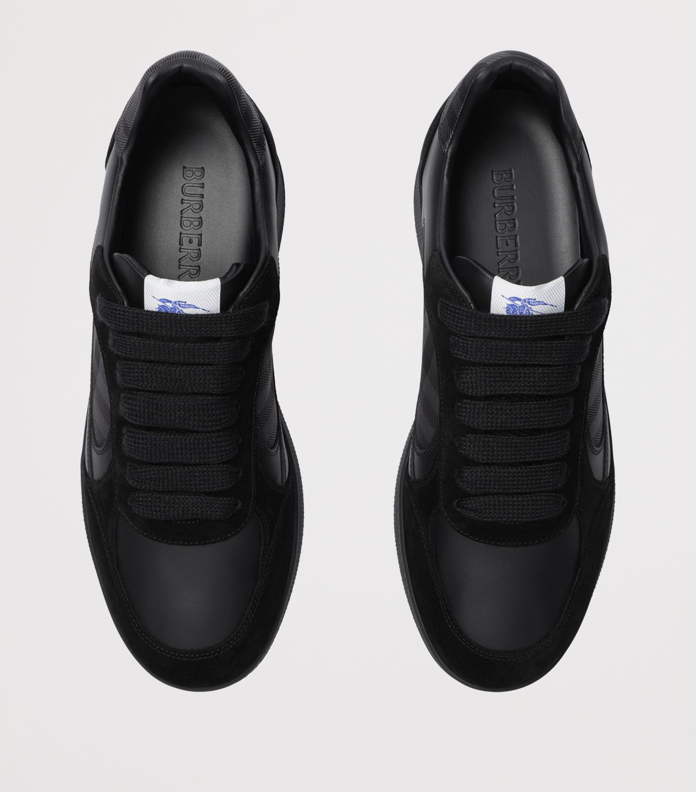 Burberry Black Leather Check Terrace Sneakers | Harrods IN