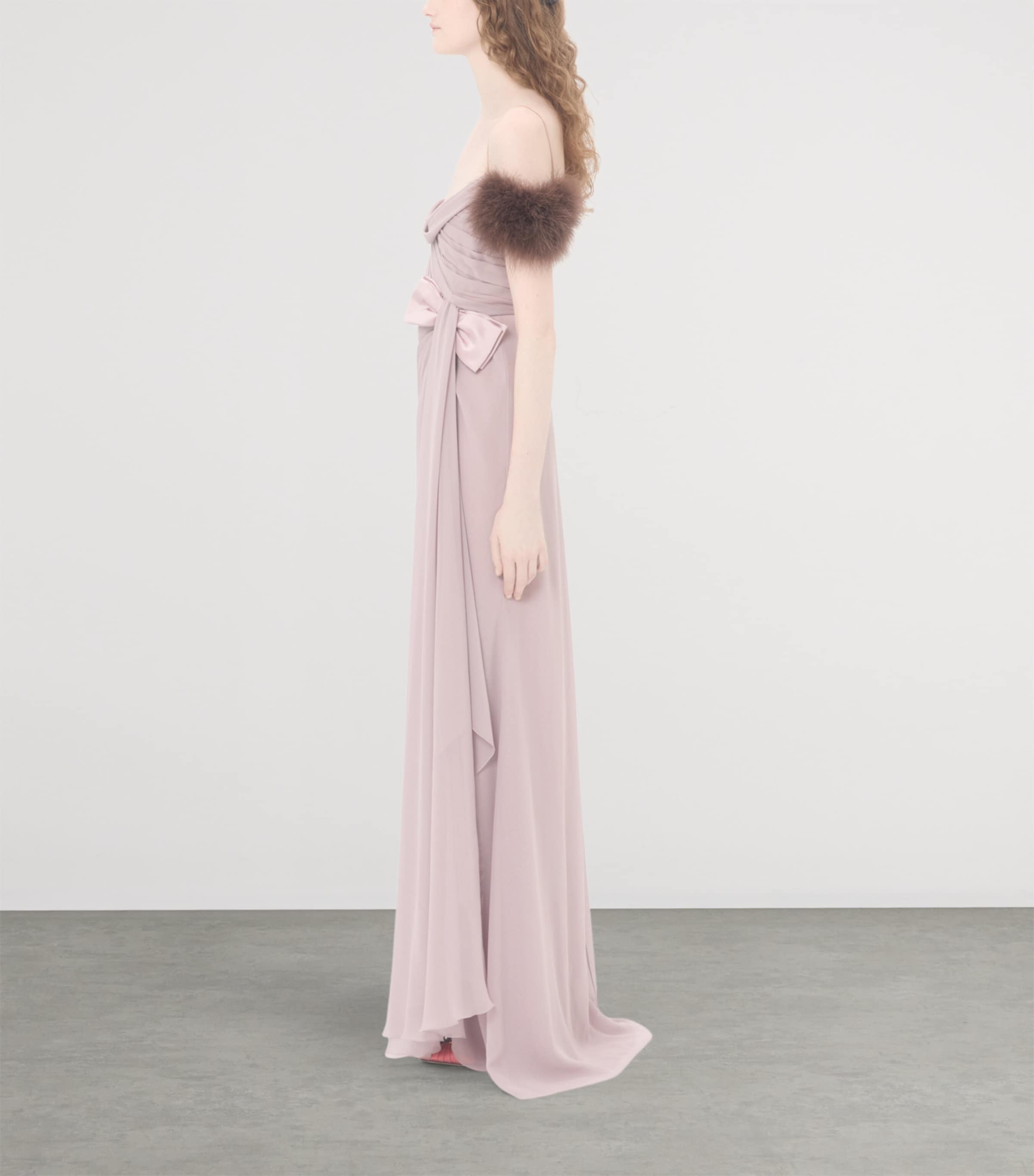 Valentino Purple Silk Feather-Trim Gown | Harrods HK
