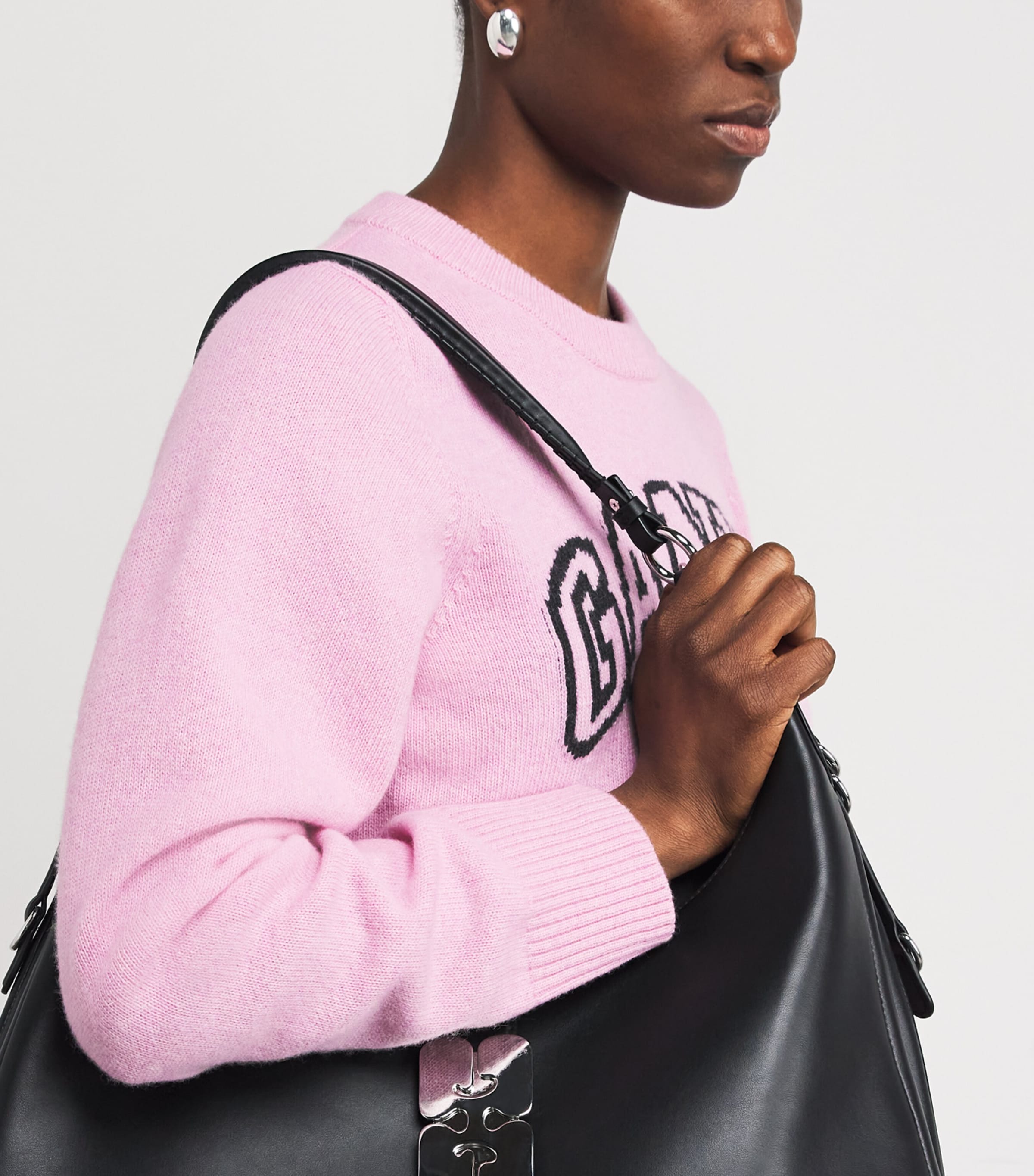 GANNI Pink Wool-Blend Poodle Sweater | Harrods UK