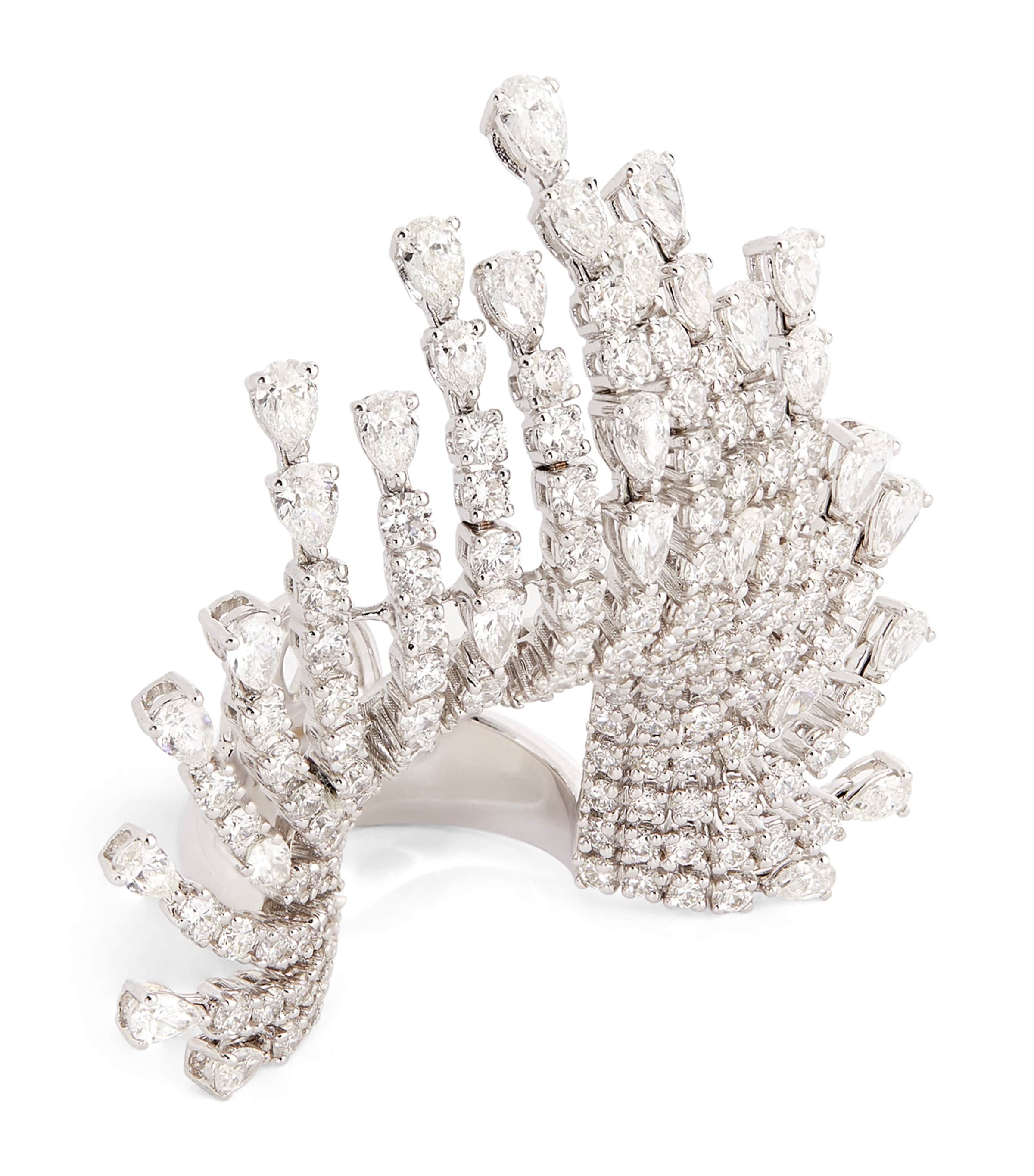 Yeprem White Gold Diamond Inside Out Ring | Harrods US