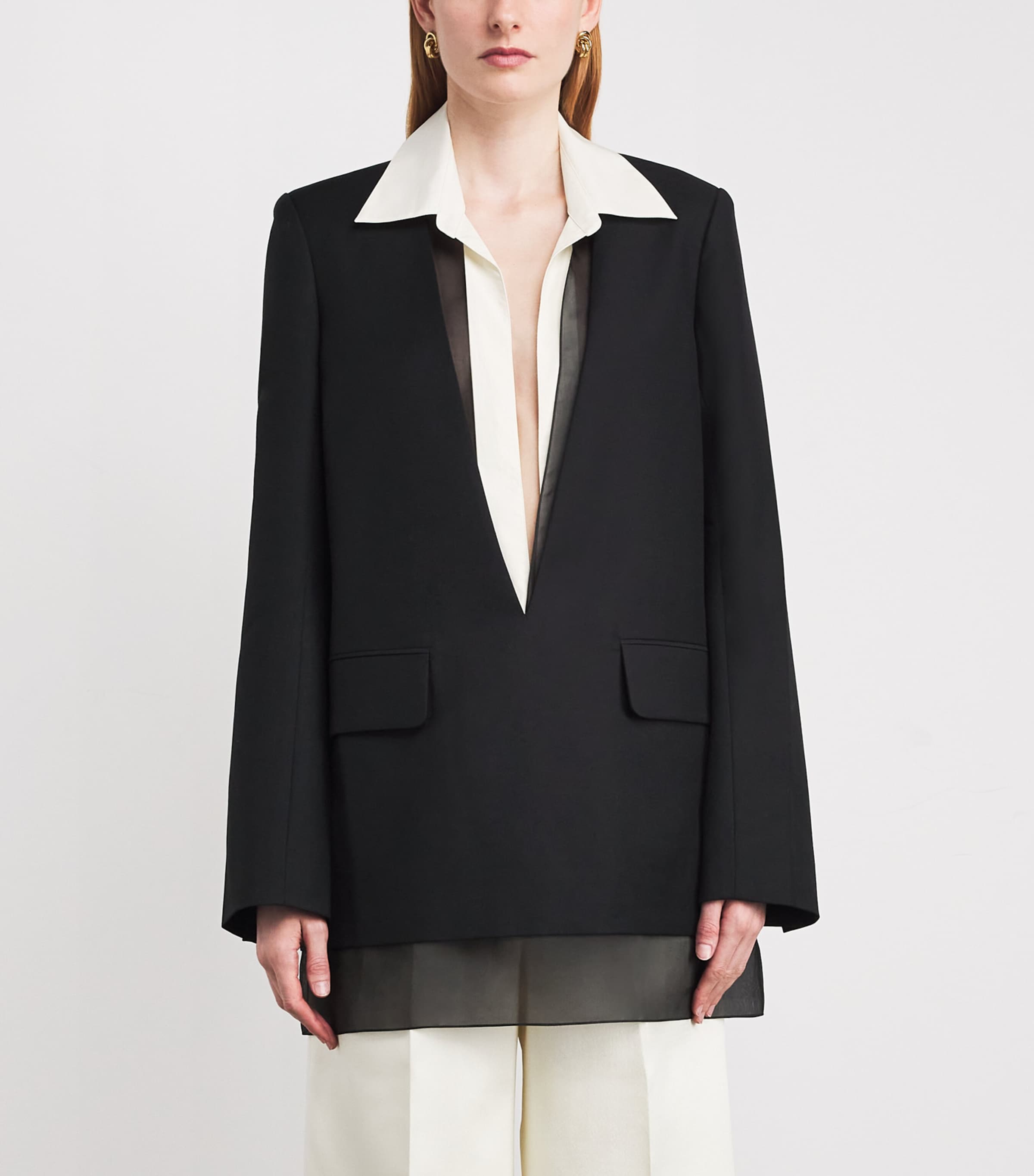 Voranida Black Layered Collared Blazer | Harrods US