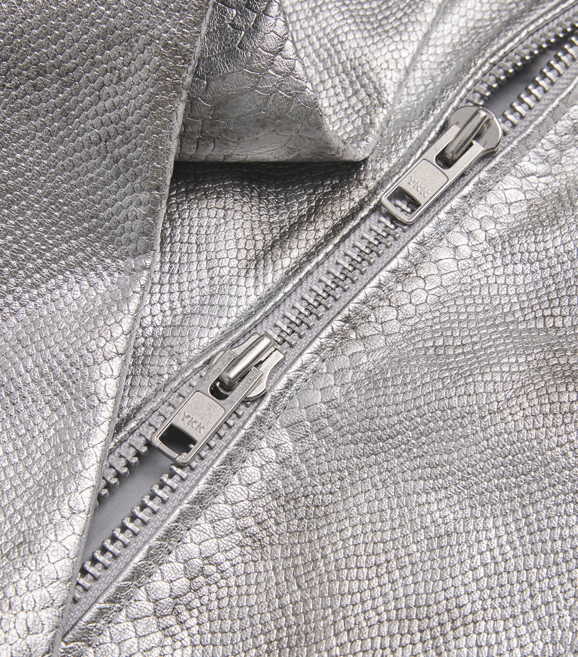 Sunflower Silver Snakeskin-Embossed Collar Leather Jacket | Harrods US