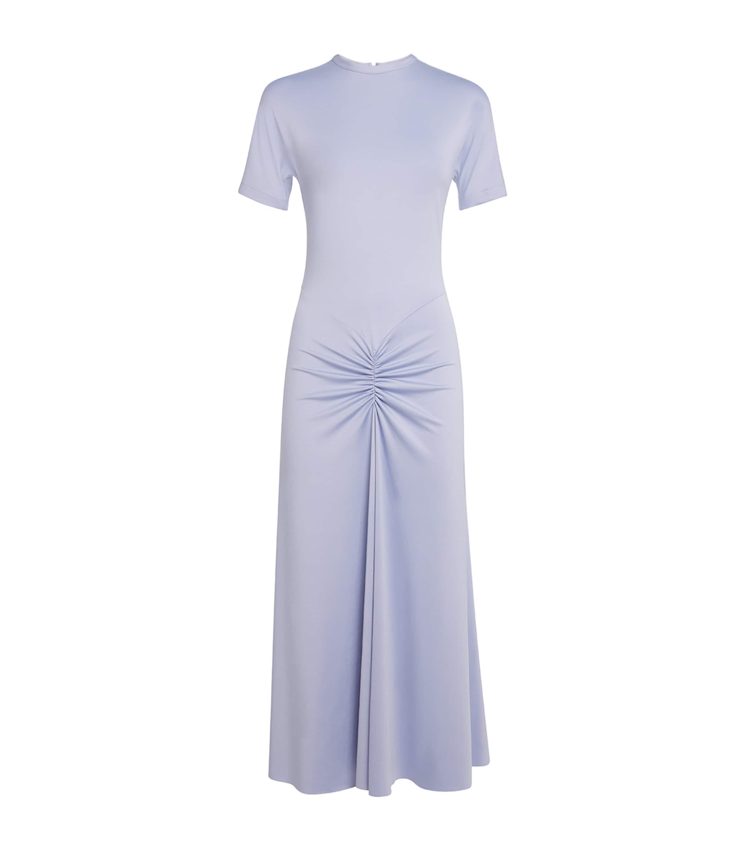 Victoria Beckham Purple Gathered Waist Midi Dress | Harrods CA