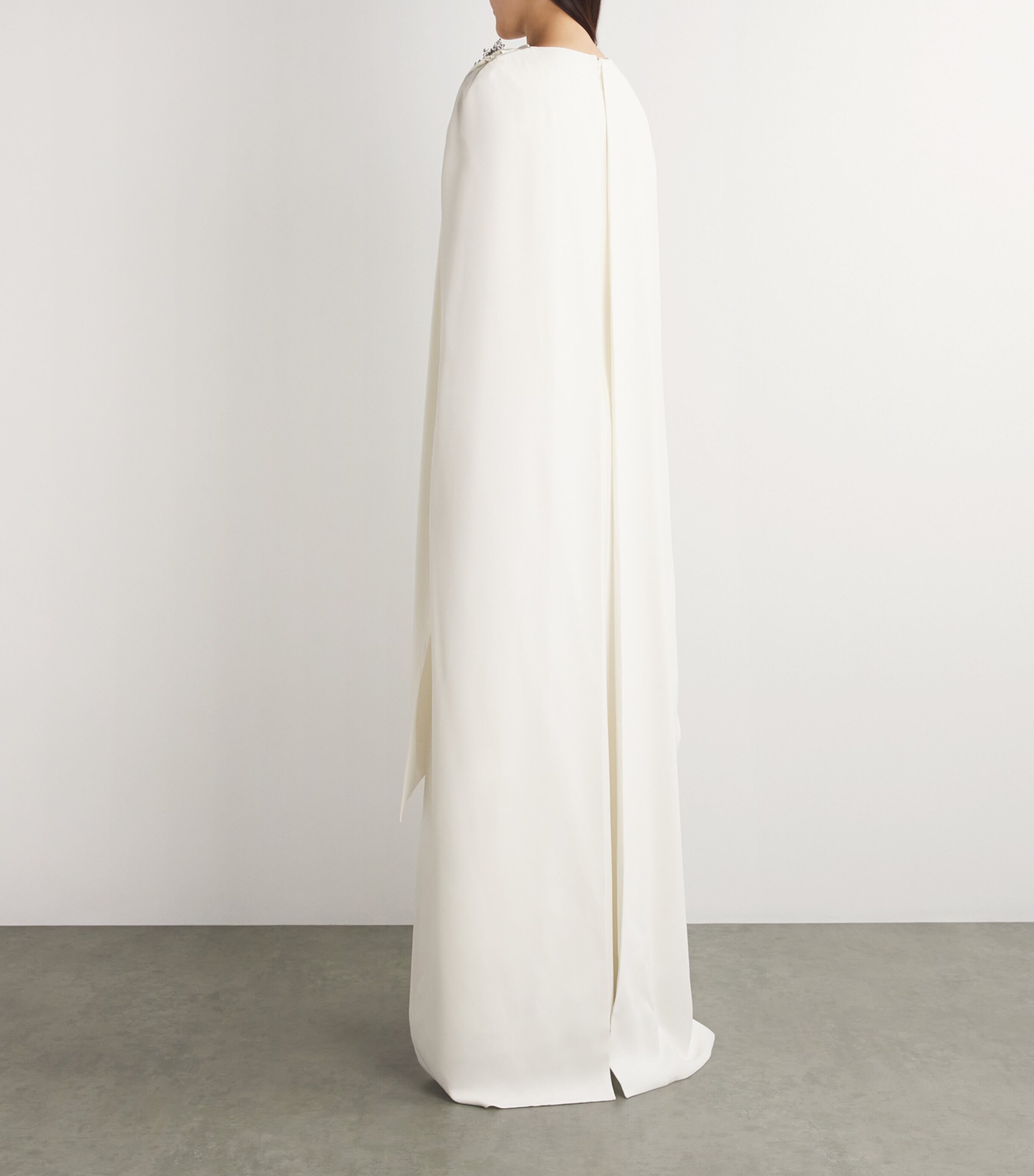 Huishan Zhang White Danica Cape Broach Gown | Harrods UK