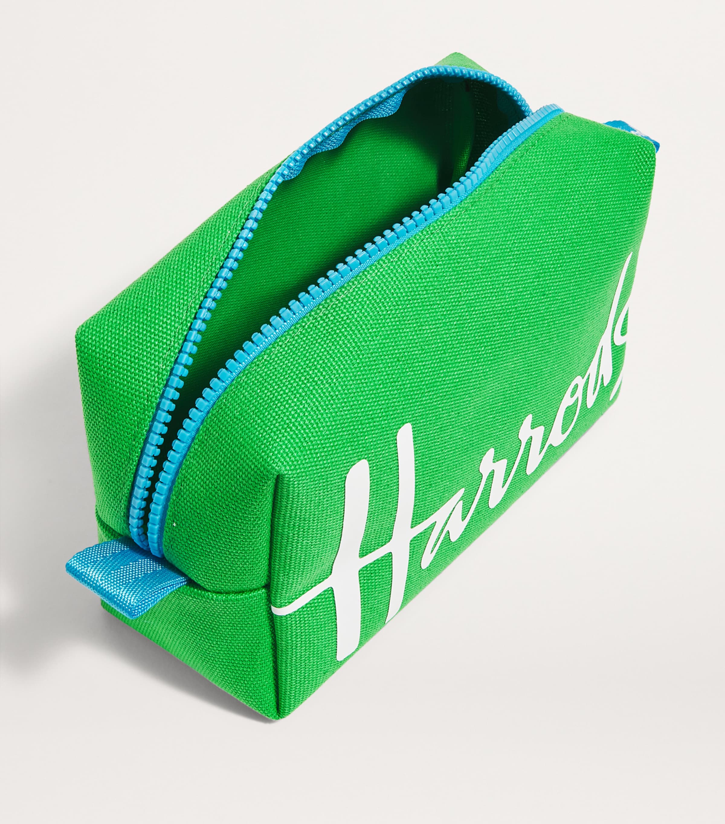 Harrods Green Cotton Logo Cosmetics Bag | Harrods UK