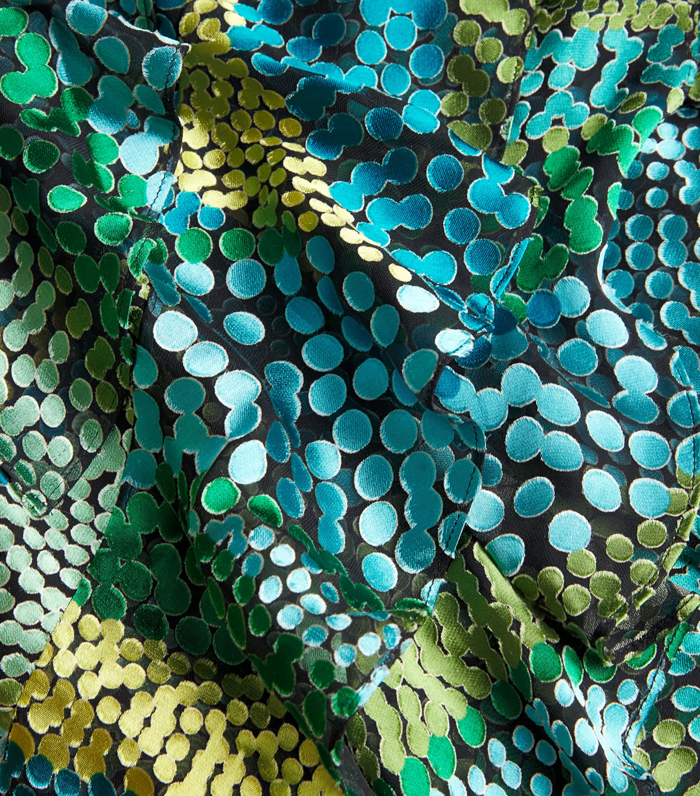 Saloni Green Isa Ruffle Midi Dress | Harrods UK