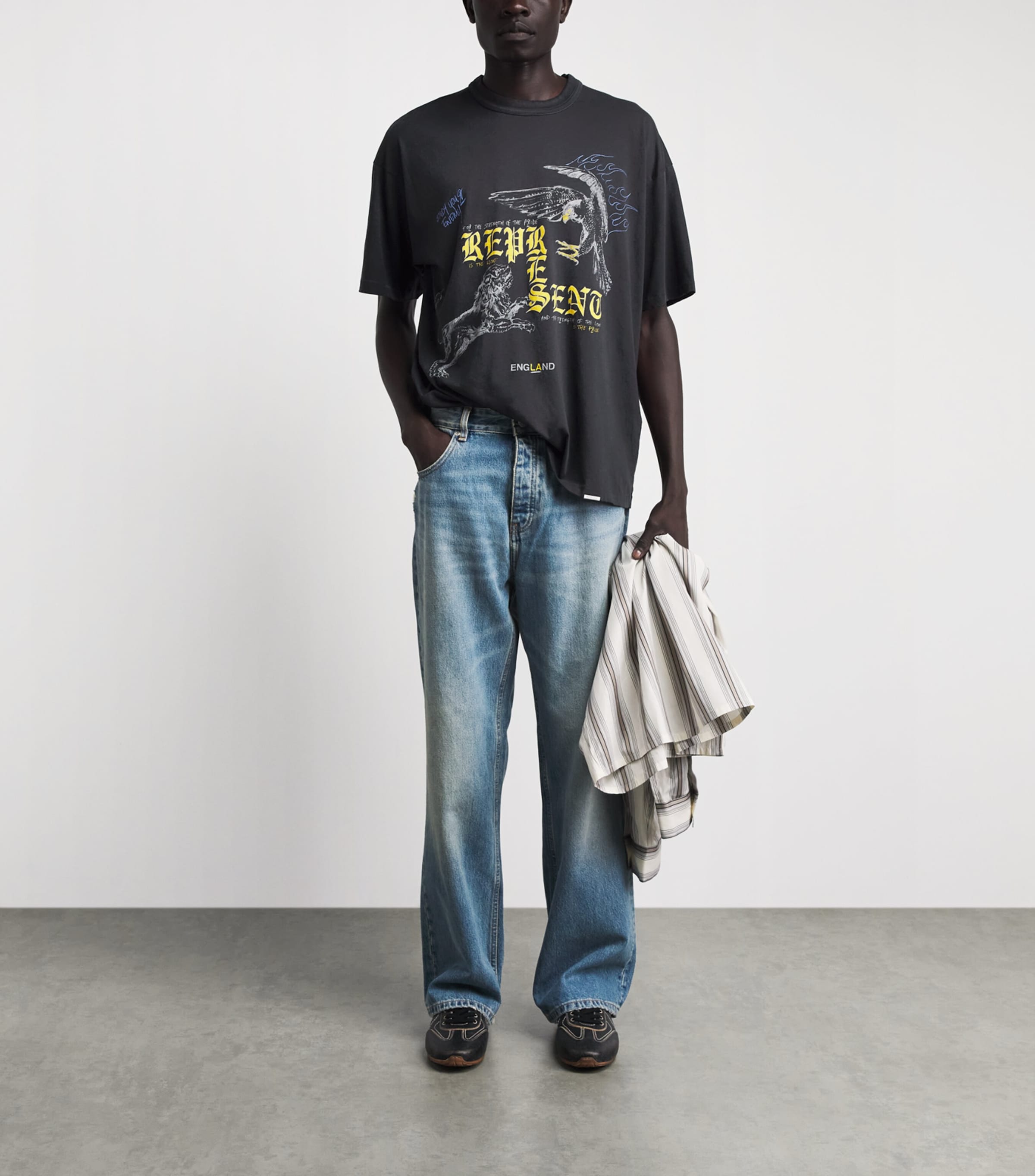 Represent Black Cotton Enemy Graphic T-Shirt | Harrods AU