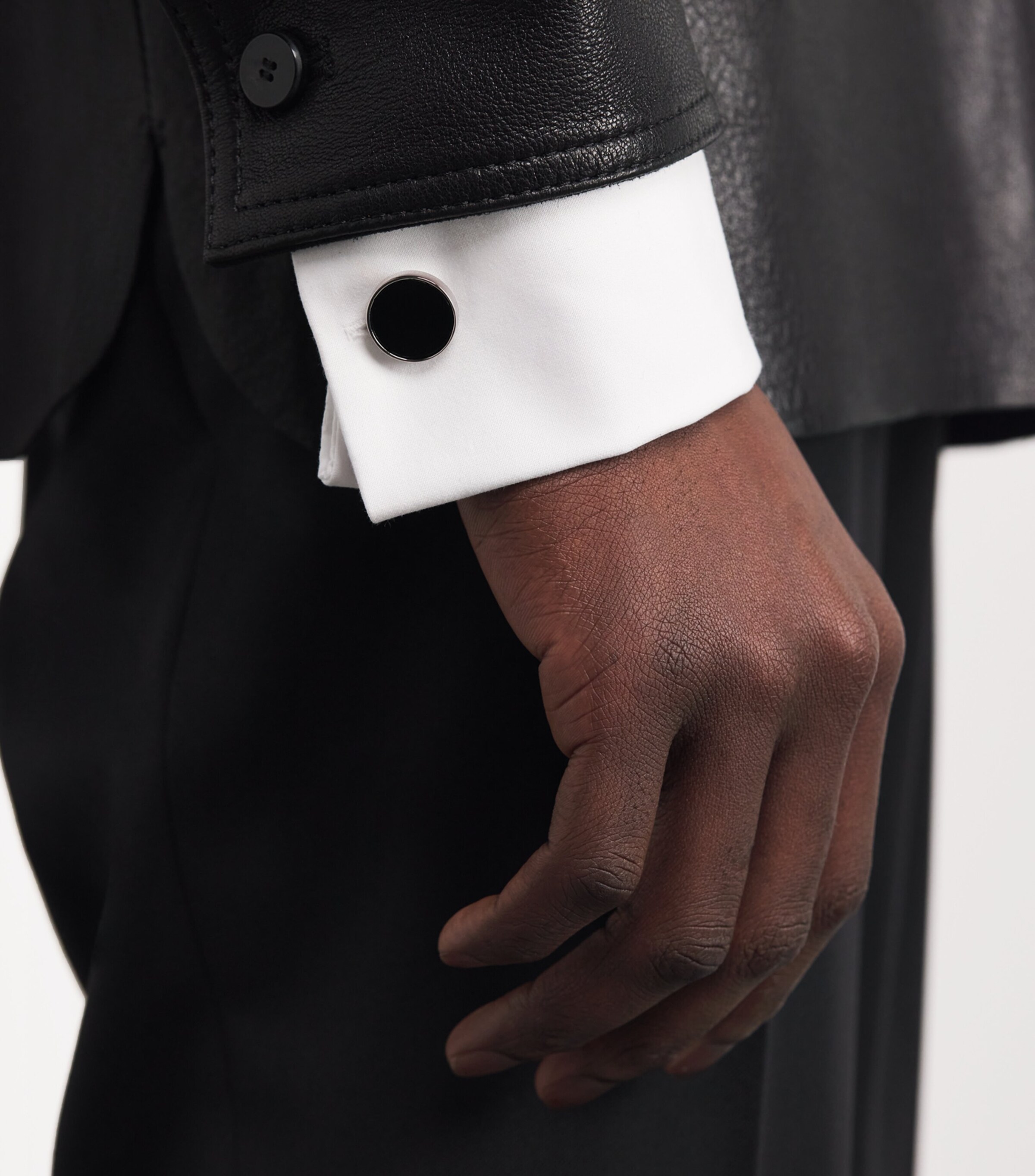 Babette Wasserman Rhodium-Plated Deco Onyx Cufflinks | Harrods CA