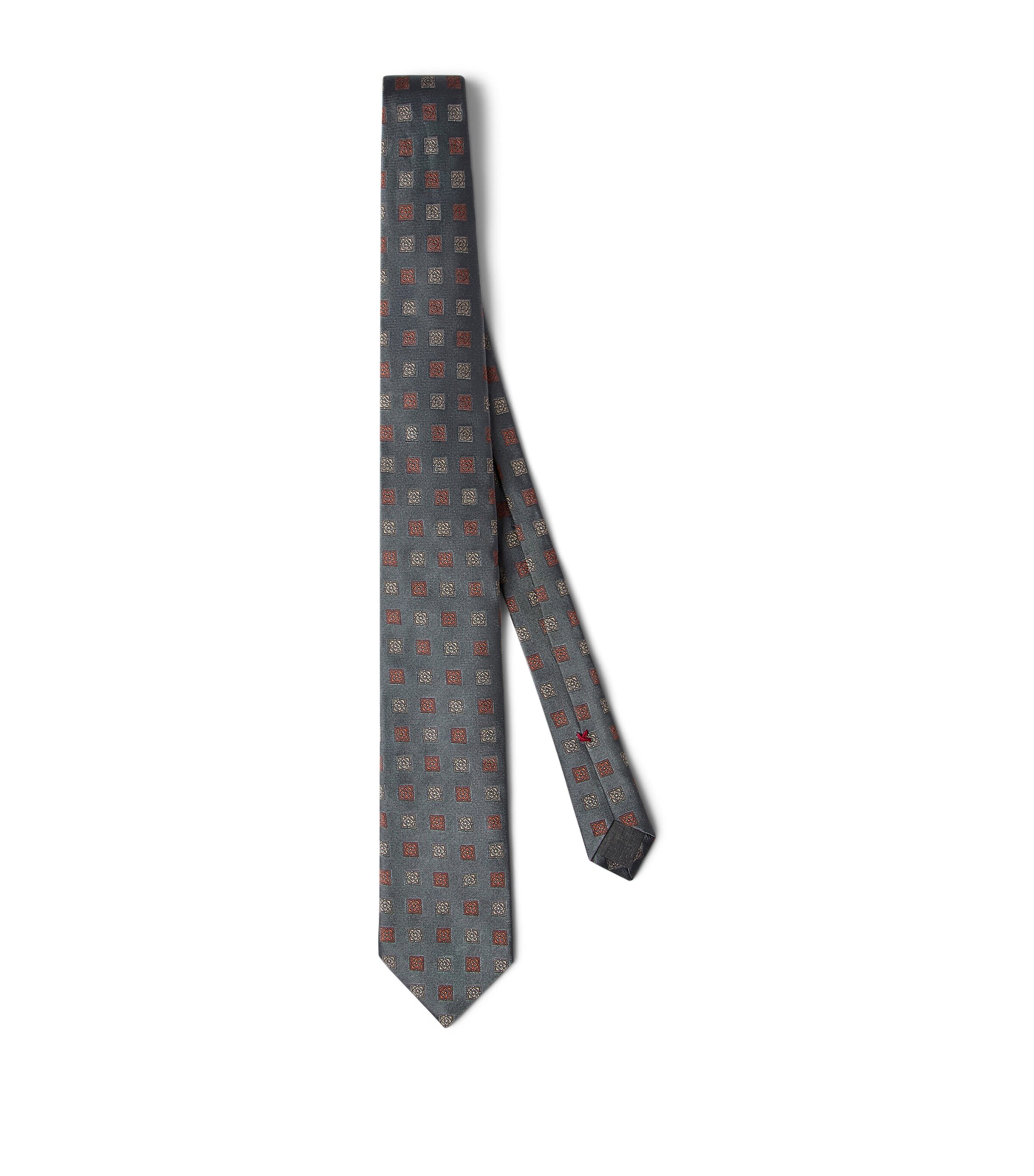 Brunello Cucinelli Grey Silk Square Pattern Tie | Harrods US