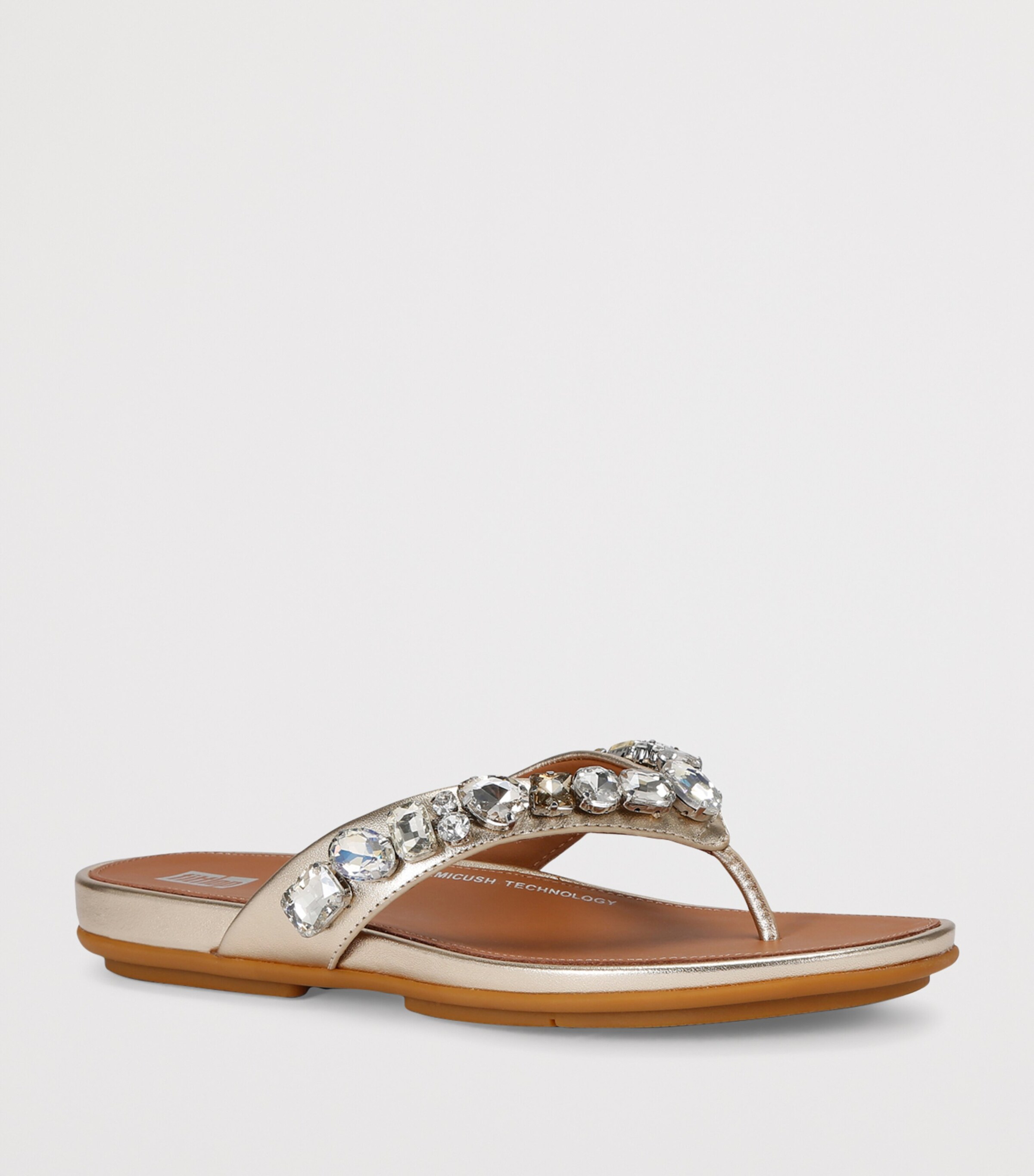 FitFlop Gold Leather Embellished Gracie Flip Flops | Harrods UK