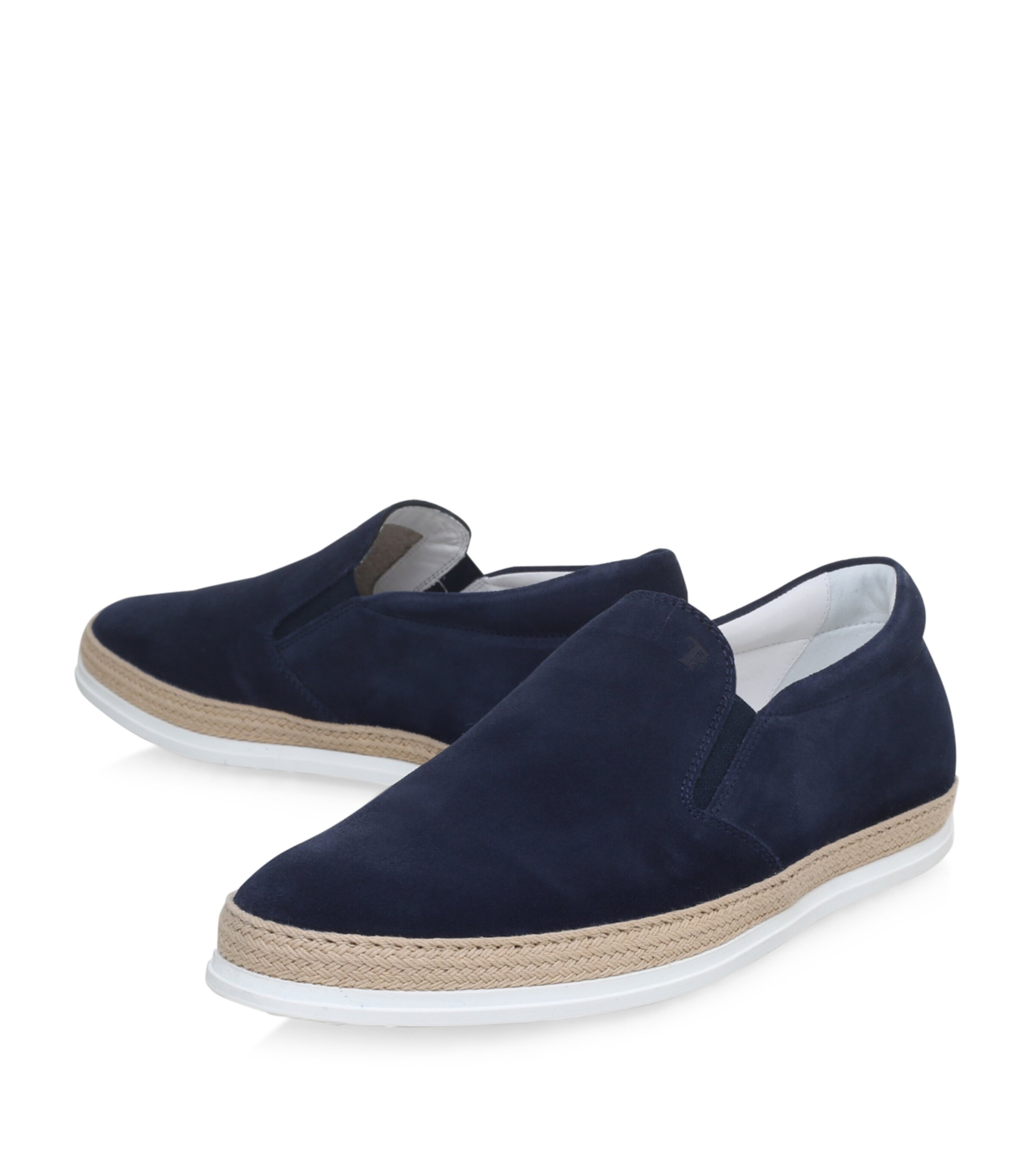Tod's Navy Suede-Raffia Skate Shoes | Harrods UK
