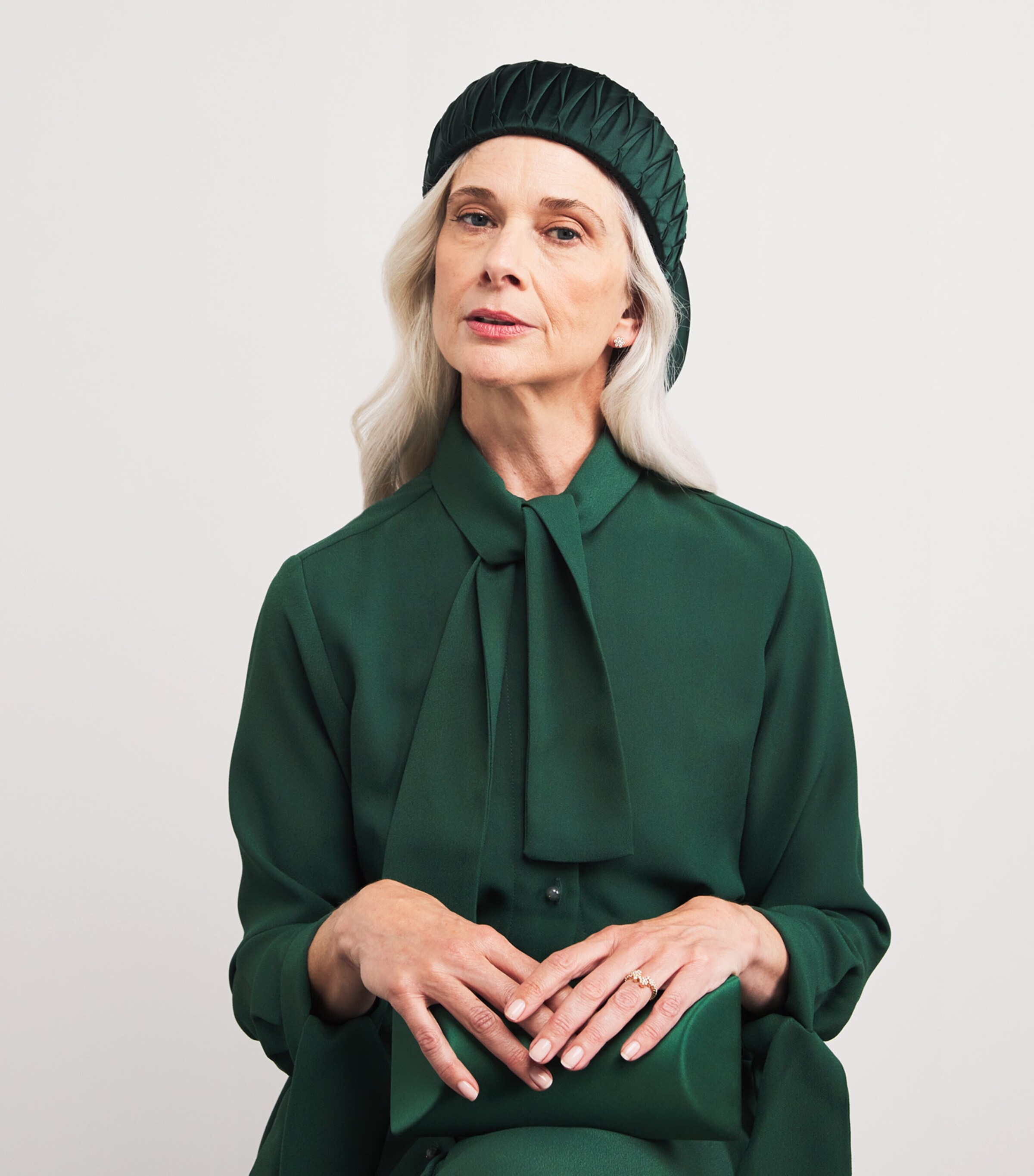 EMILY-LONDON Green Silk Pleated Halo | Harrods UK
