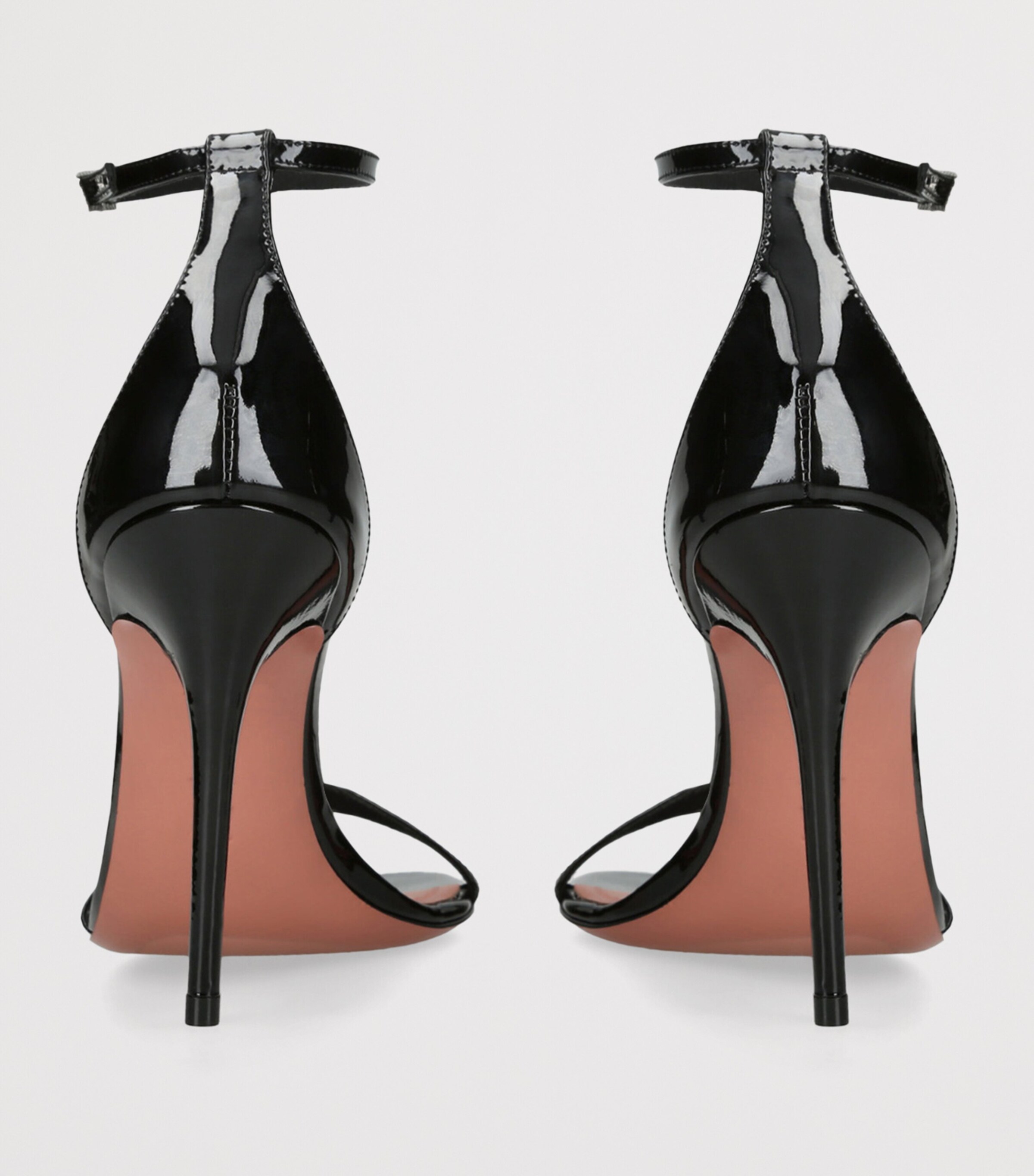 Amina Muaddi Black Patent Leather Barbara Heeled Sandals 105 | Harrods CA