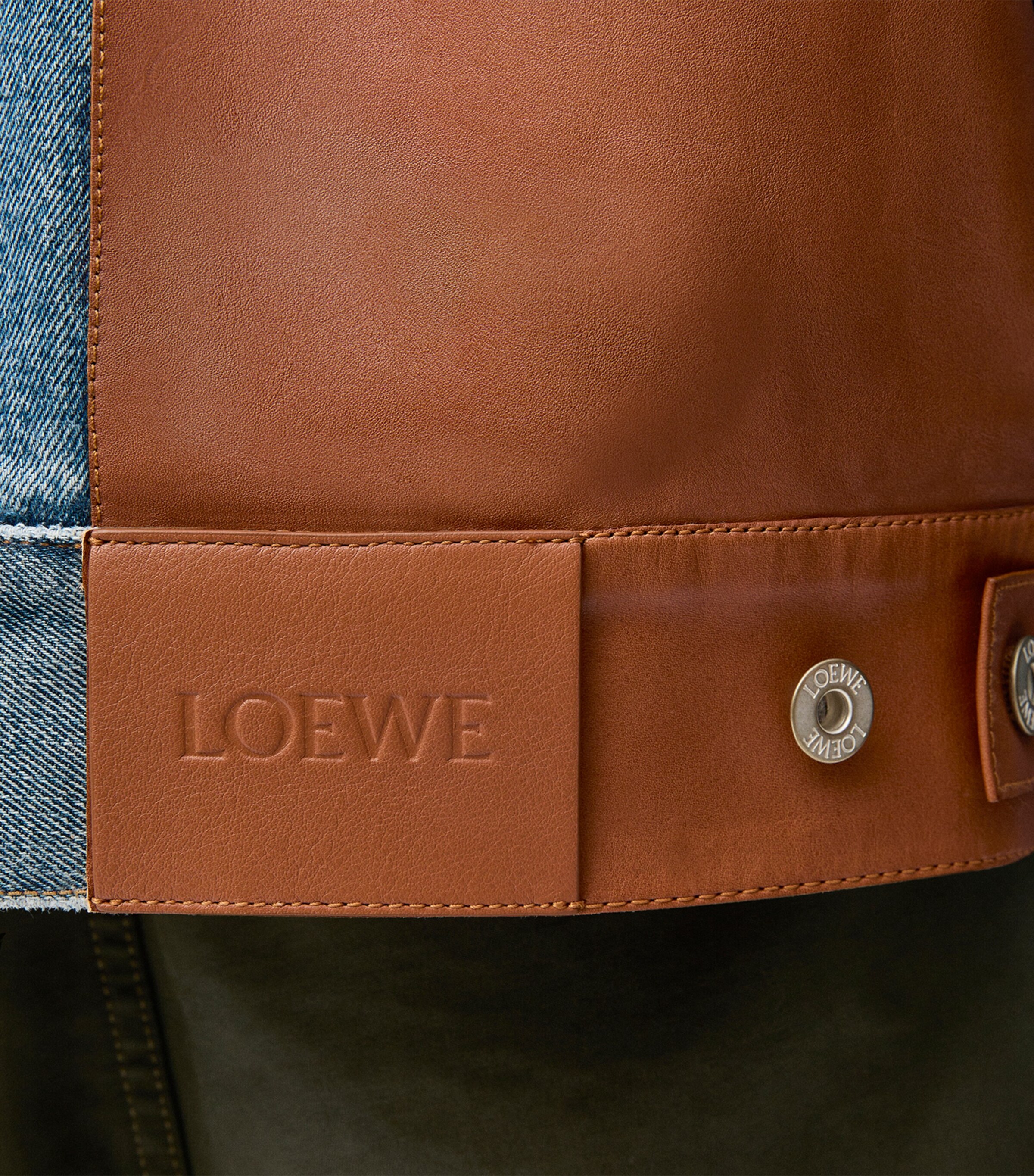 LOEWE Leather-Patch Denim Jacket | Harrods UK