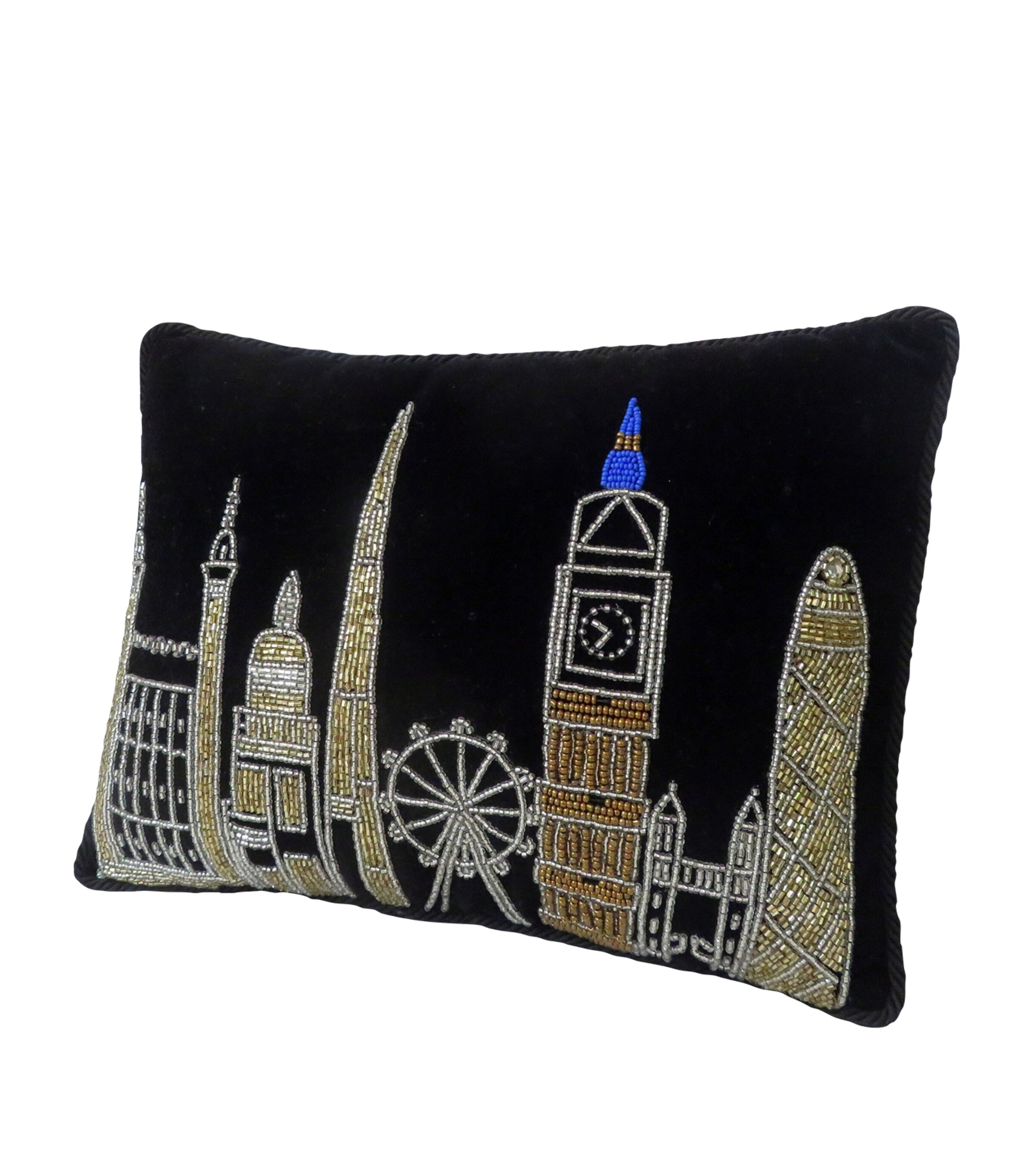 Harrods Velvet London Skyline Pillow (23cm x 30cm) | Harrods AU