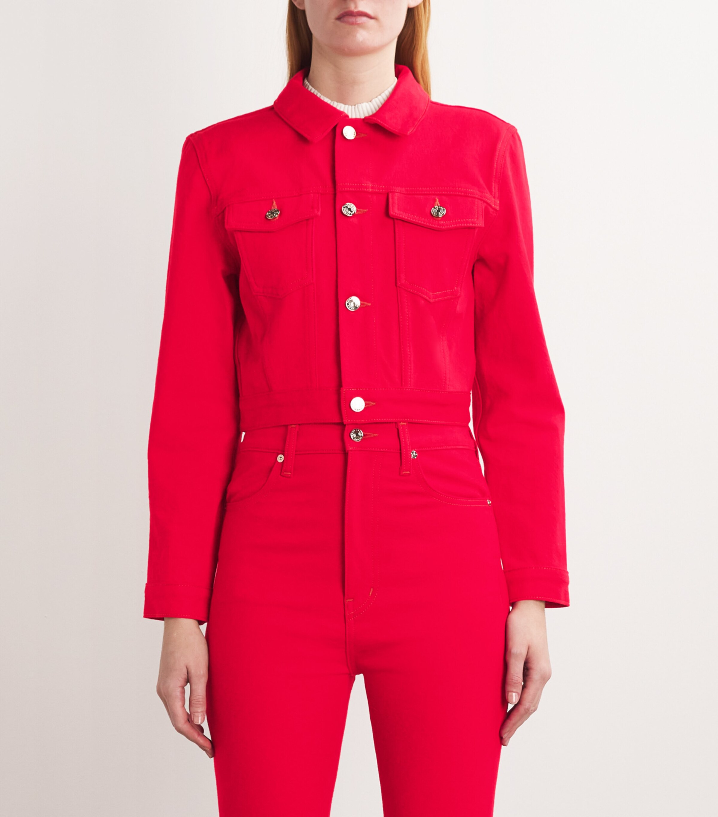 FRAME Red x Carolina Herrera Tailored Denim Jacket | Harrods UK