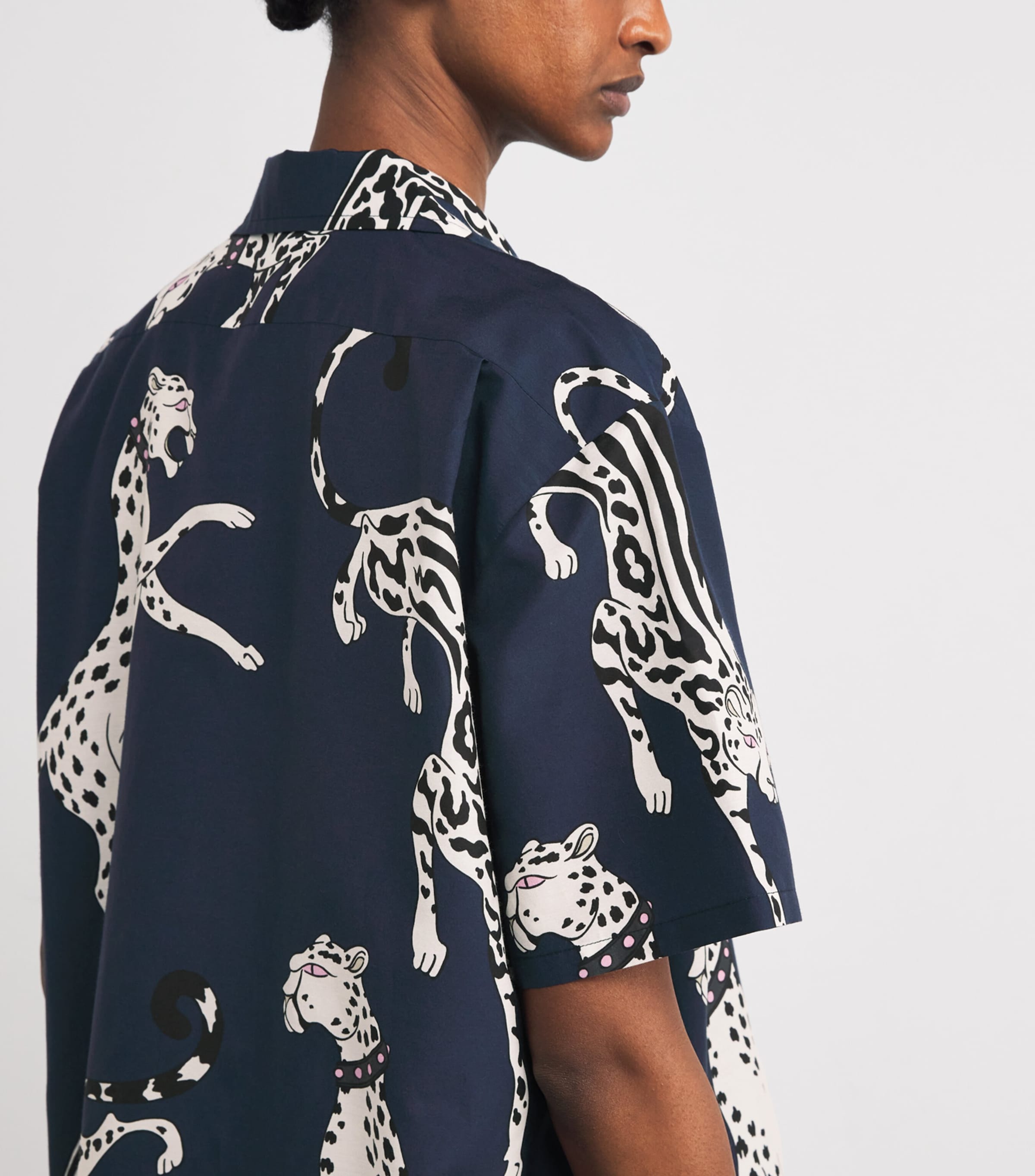 Olivia von Halle Navy Cotton-Silk Cheetah Emeli Pyjama Set | Harrods CA