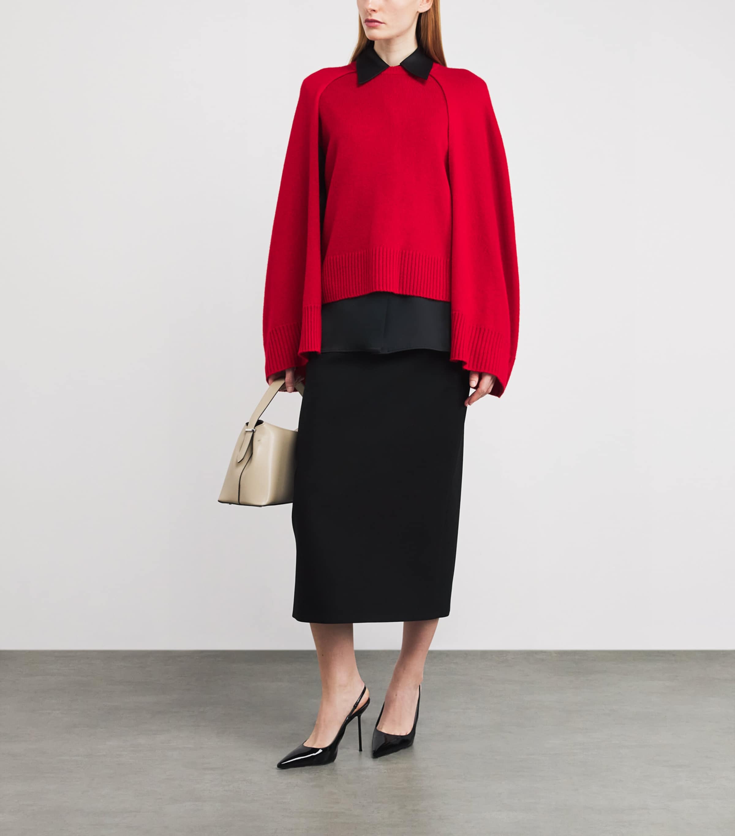 Toteme Red Cashmere Cape Sweater | Harrods US