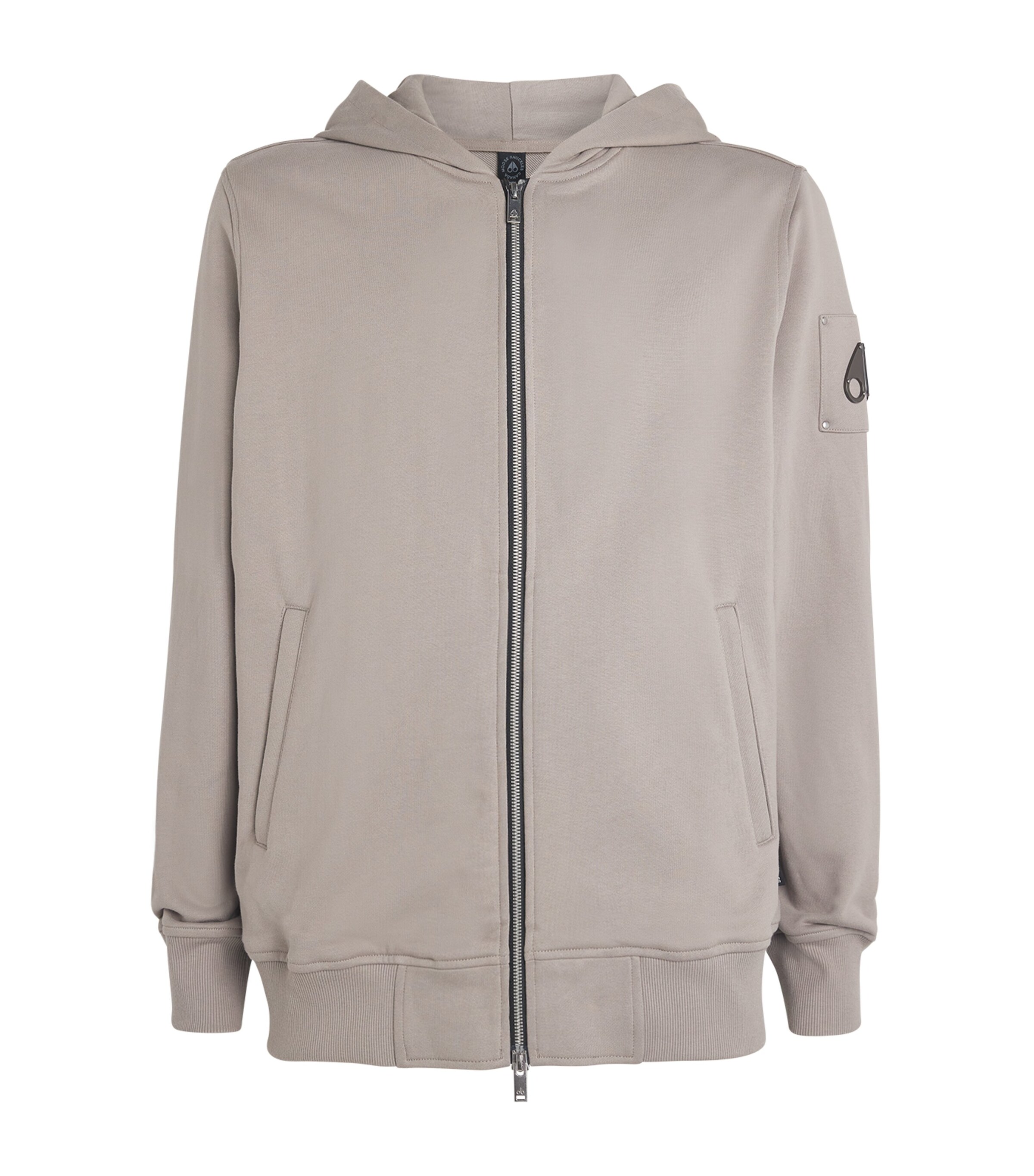 Moose Knuckles Cotton Logo Zip-up Hoodie In Beige | ModeSens