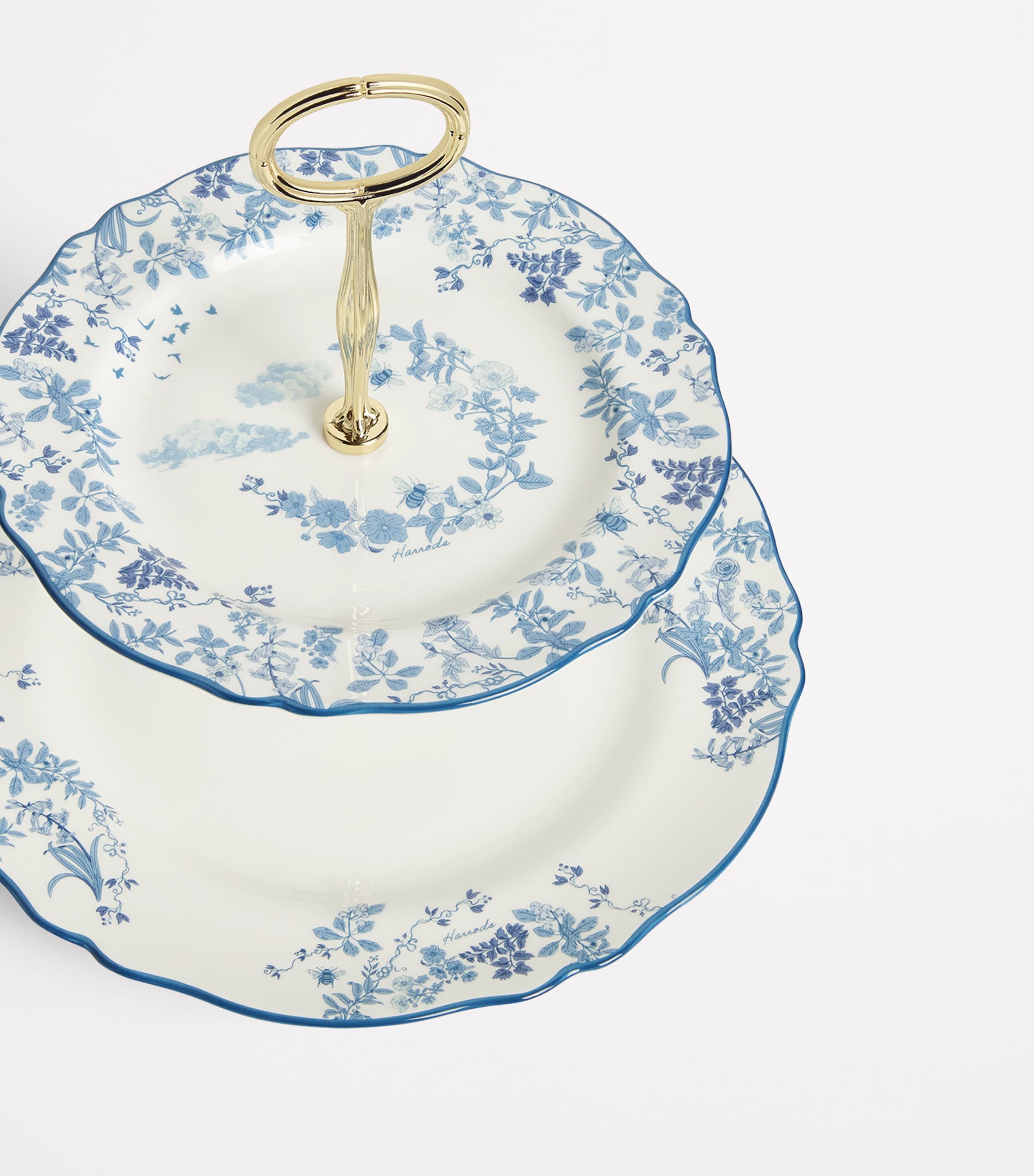 Harrods Bone China Toile Two-Tier Cake Stand | Harrods DE