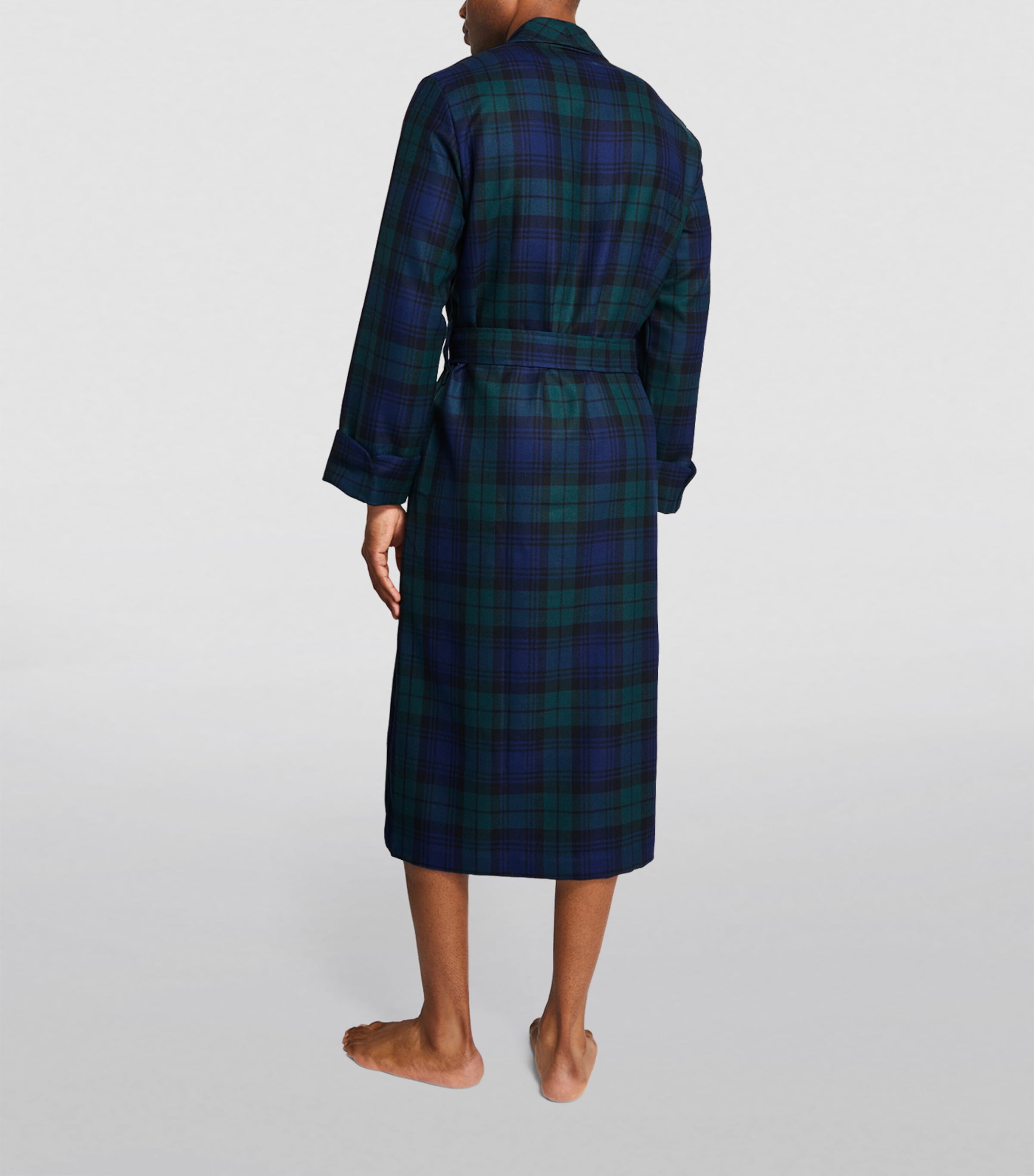 Derek Rose Black Wool Tartan Robe | Harrods UK