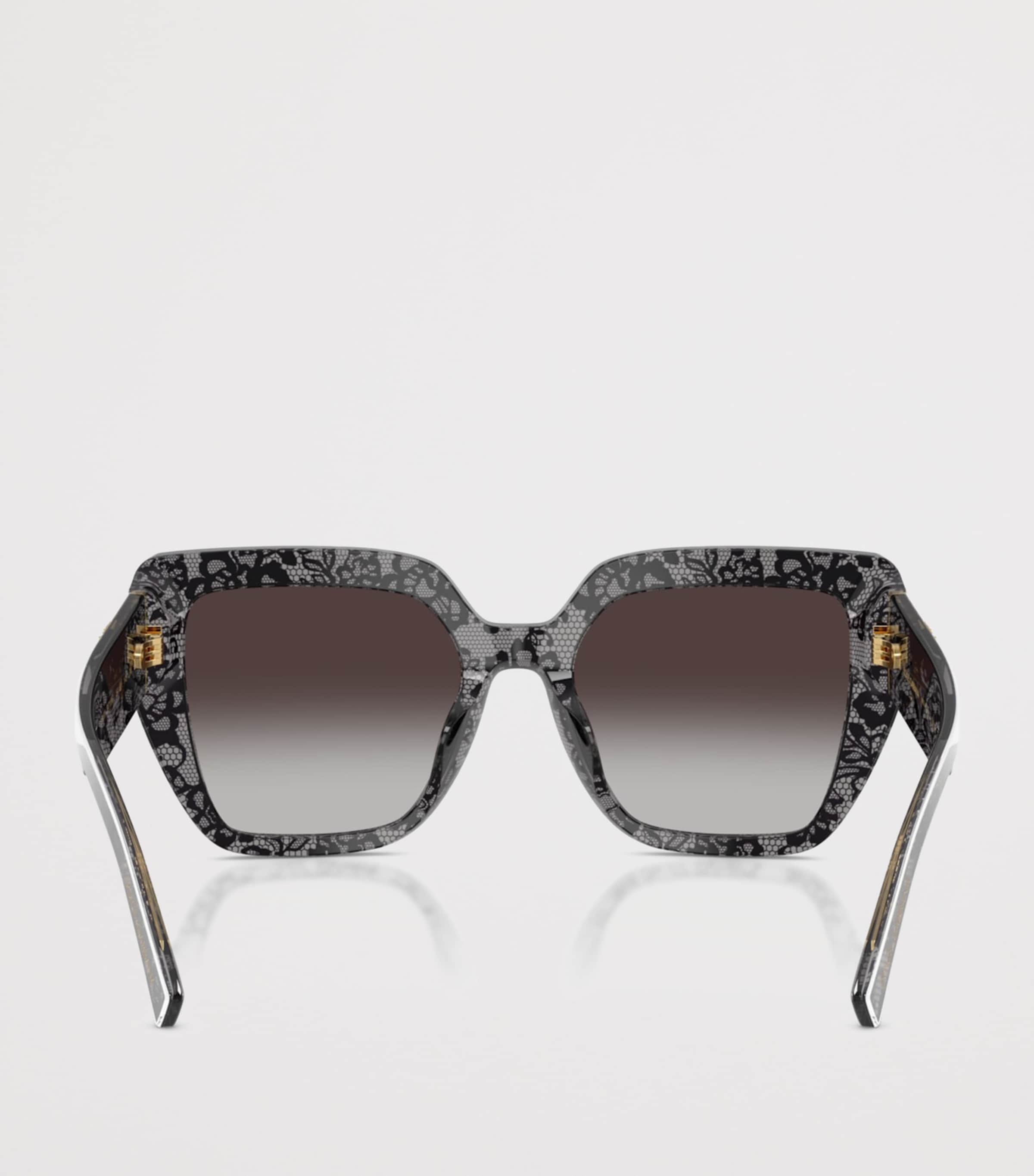 Dolce&Gabbana Grey Lace Print Square Sunglasses | Harrods UK