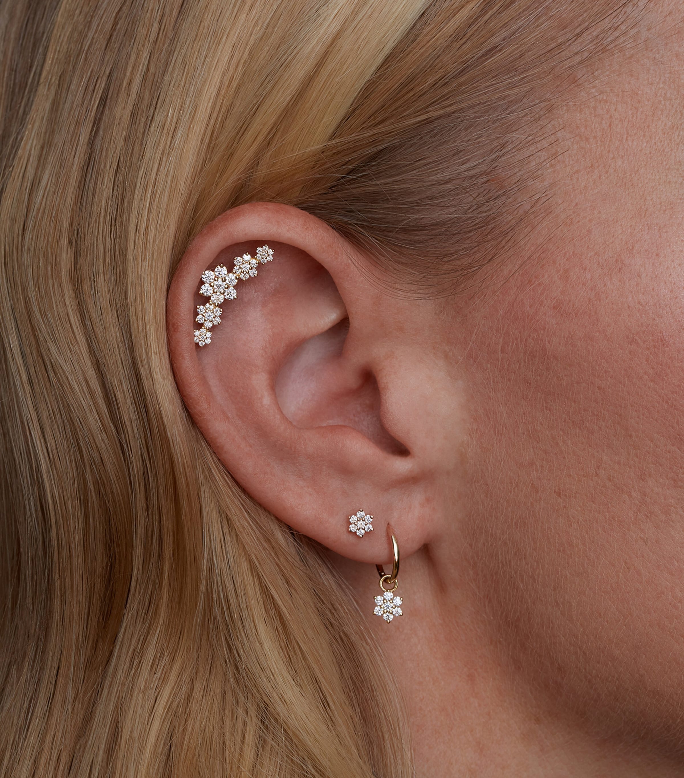 Maria Tash White Gold Diamond Flower Threaded Stud Earring (4.5mm) | Harrods UK