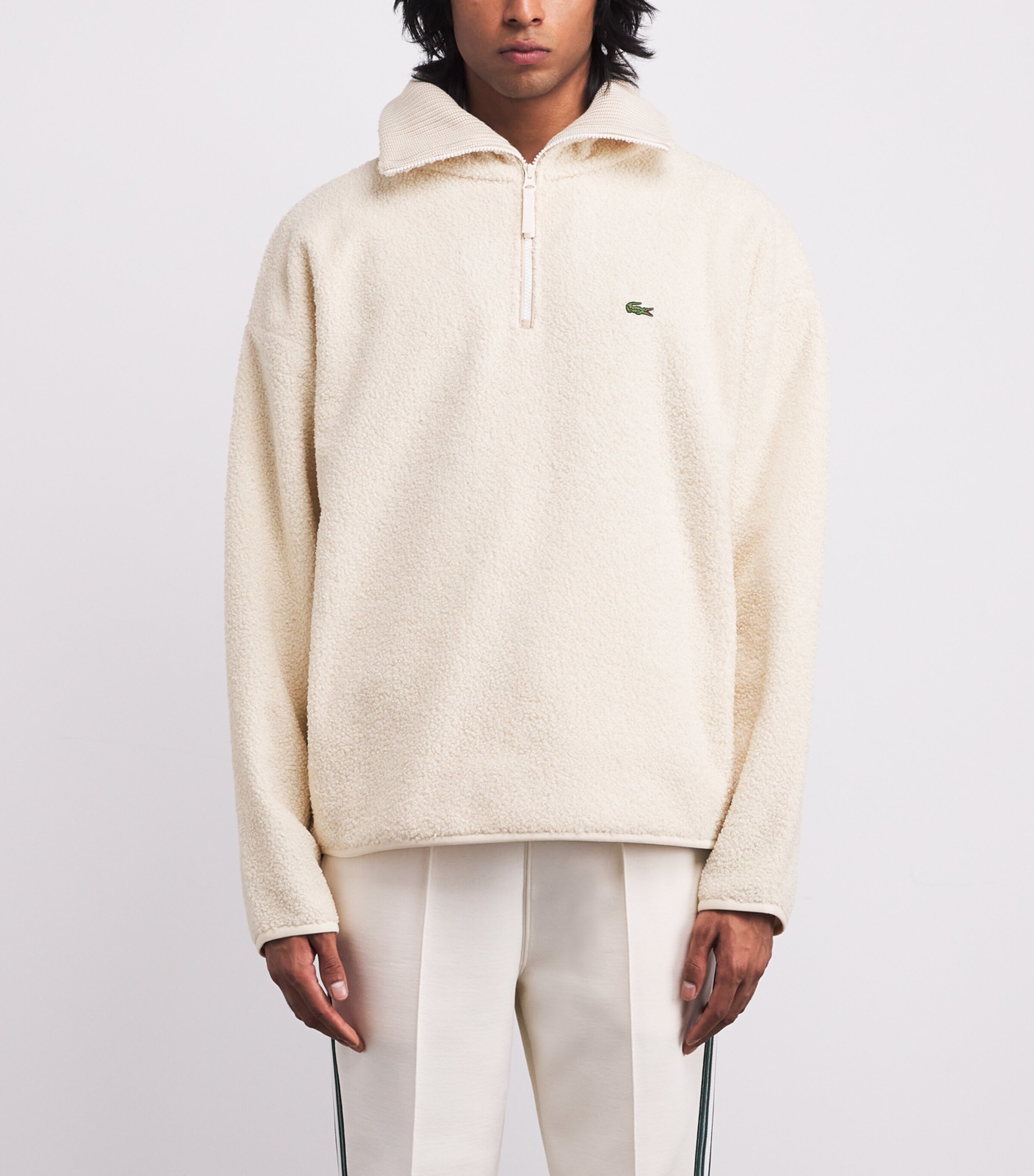 Lacoste Ivory Fleece Quarter-Zip Sweatshirt | Harrods UK