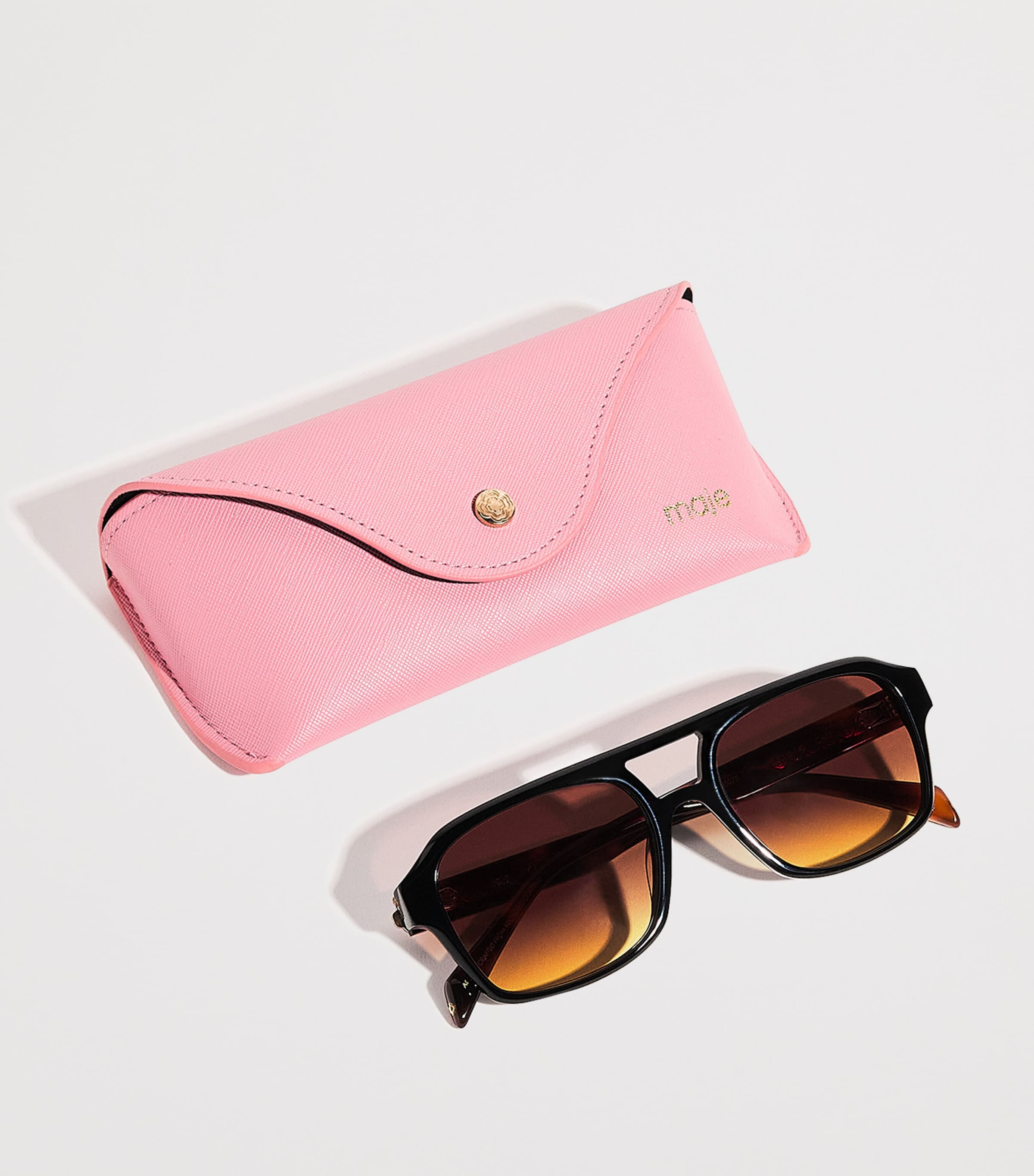 Maje Brown Acetate Square Aviator Sunglasses | Harrods UK