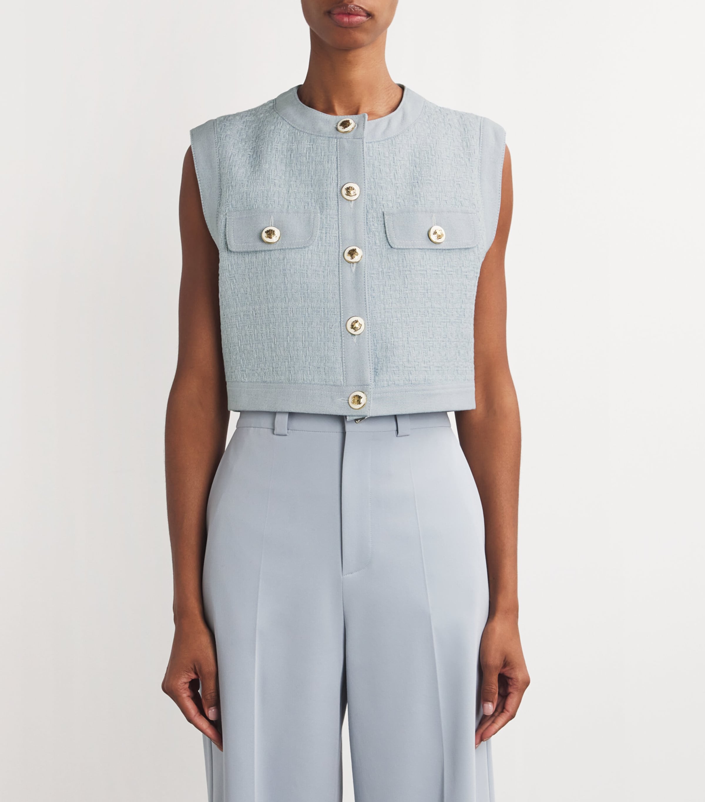 Sandro Paris Blue Button-Detail Waistcoat | Harrods US