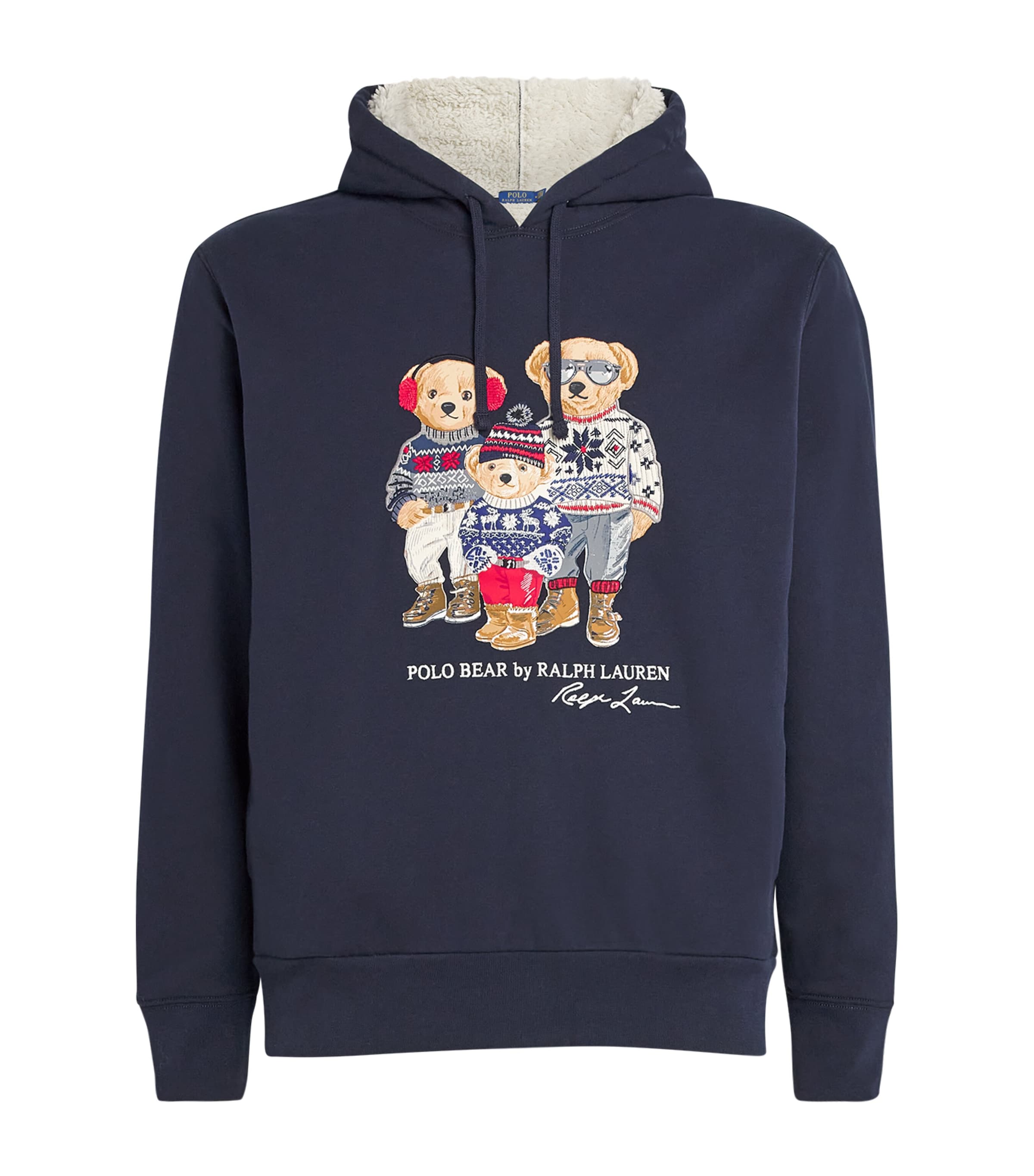 Polo Ralph Lauren Navy Cotton-Blend Polo Bear Hoodie | Harrods TW