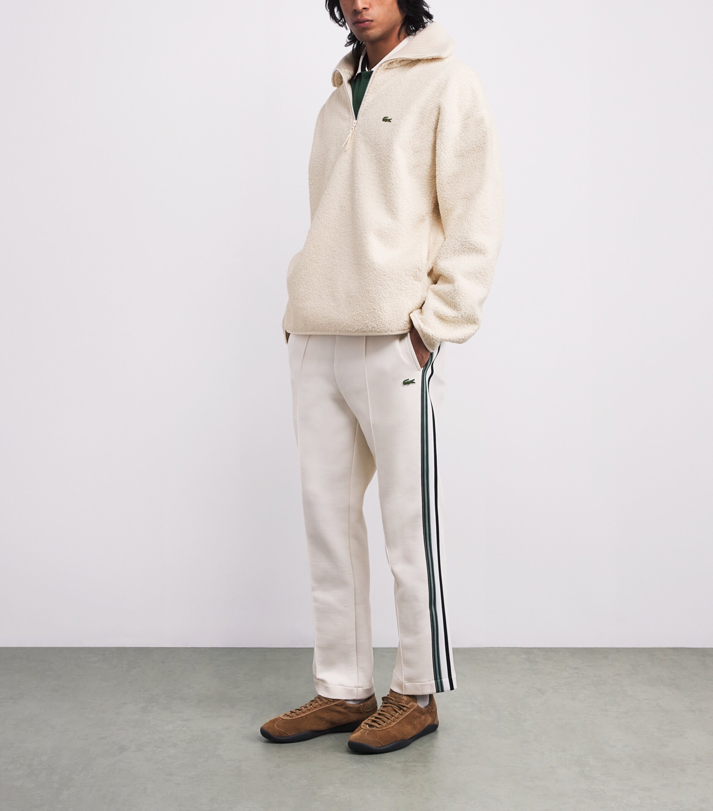 Lacoste Ivory Fleece Quarter-Zip Sweatshirt | Harrods UK