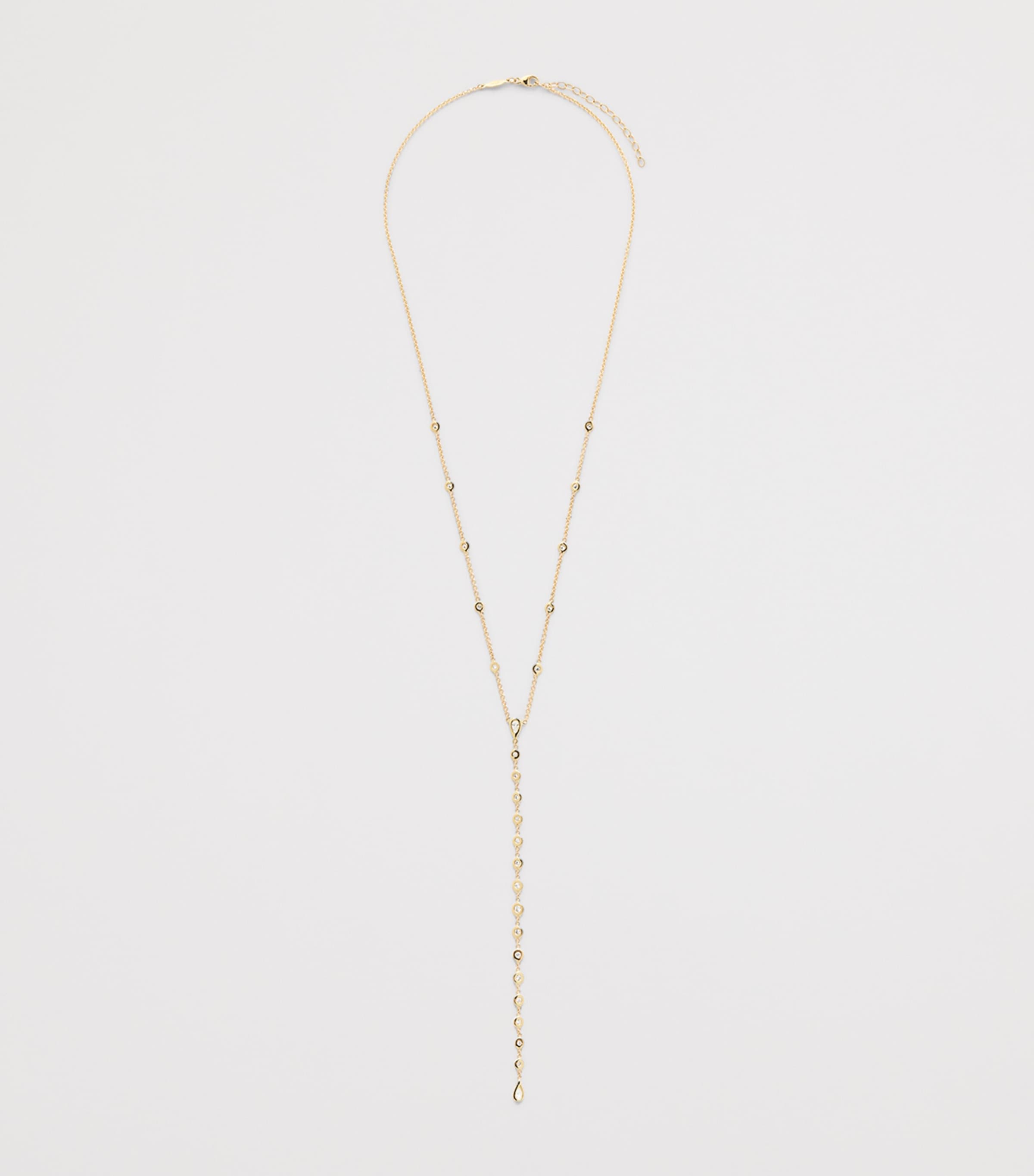 Jacquie Aiche Yellow Gold and Diamond Teardrop Y Necklace | Harrods US