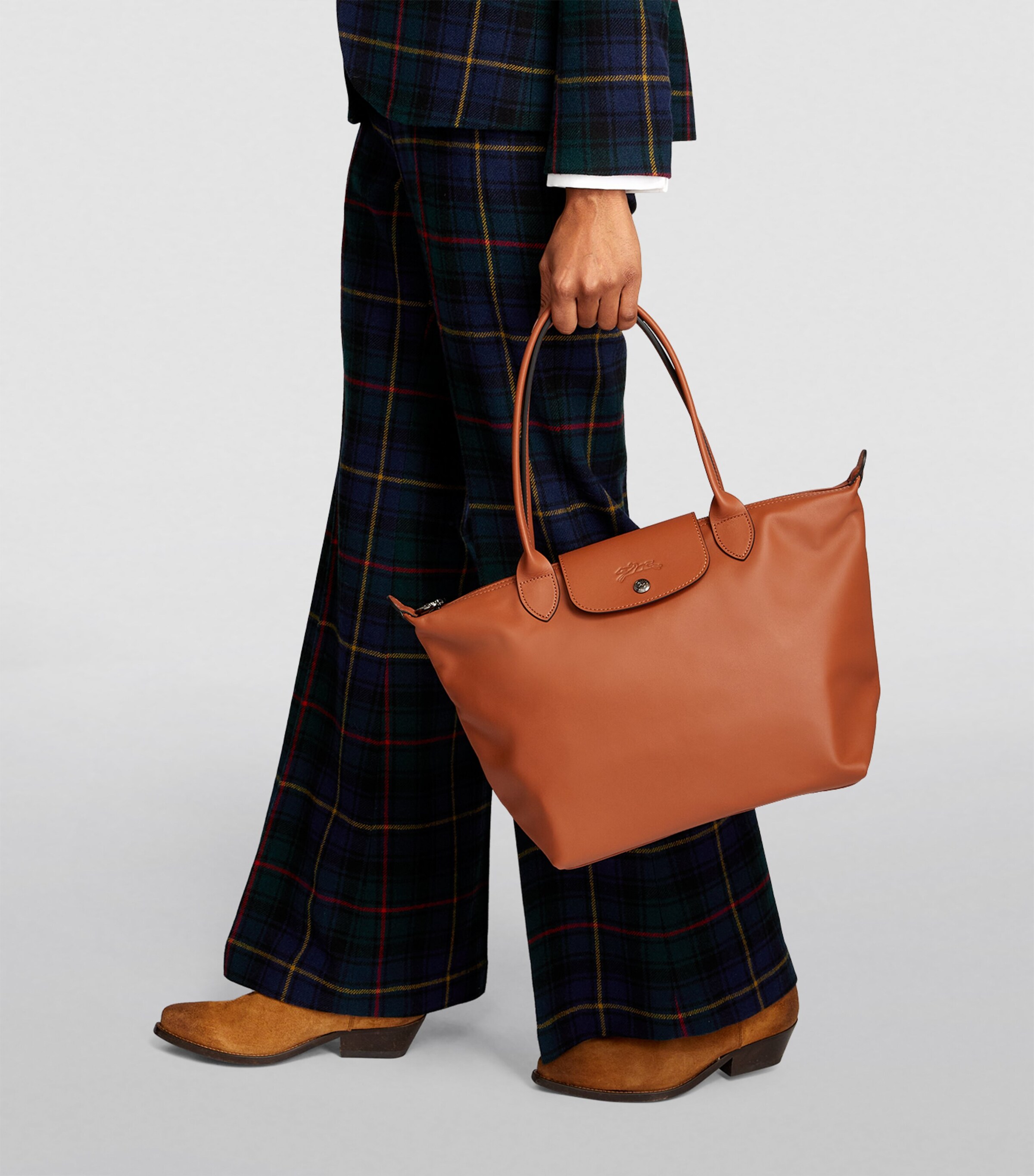 Longchamp Brown Medium Leather Le Pliage Xtra Tote Bag | Harrods UK