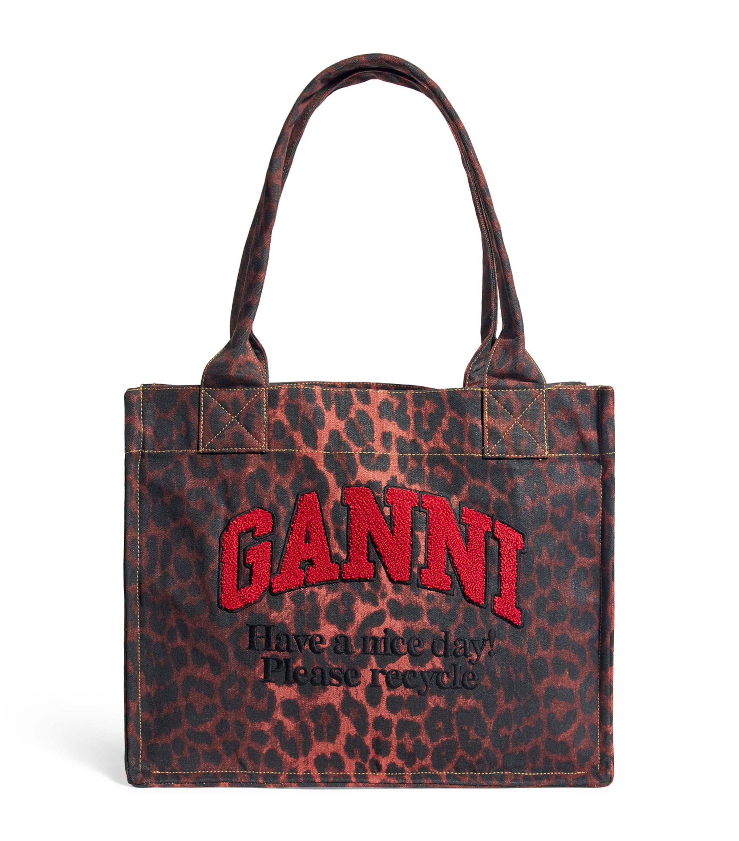 GANNI Large Leopard Easy Tote Bag | Harrods US