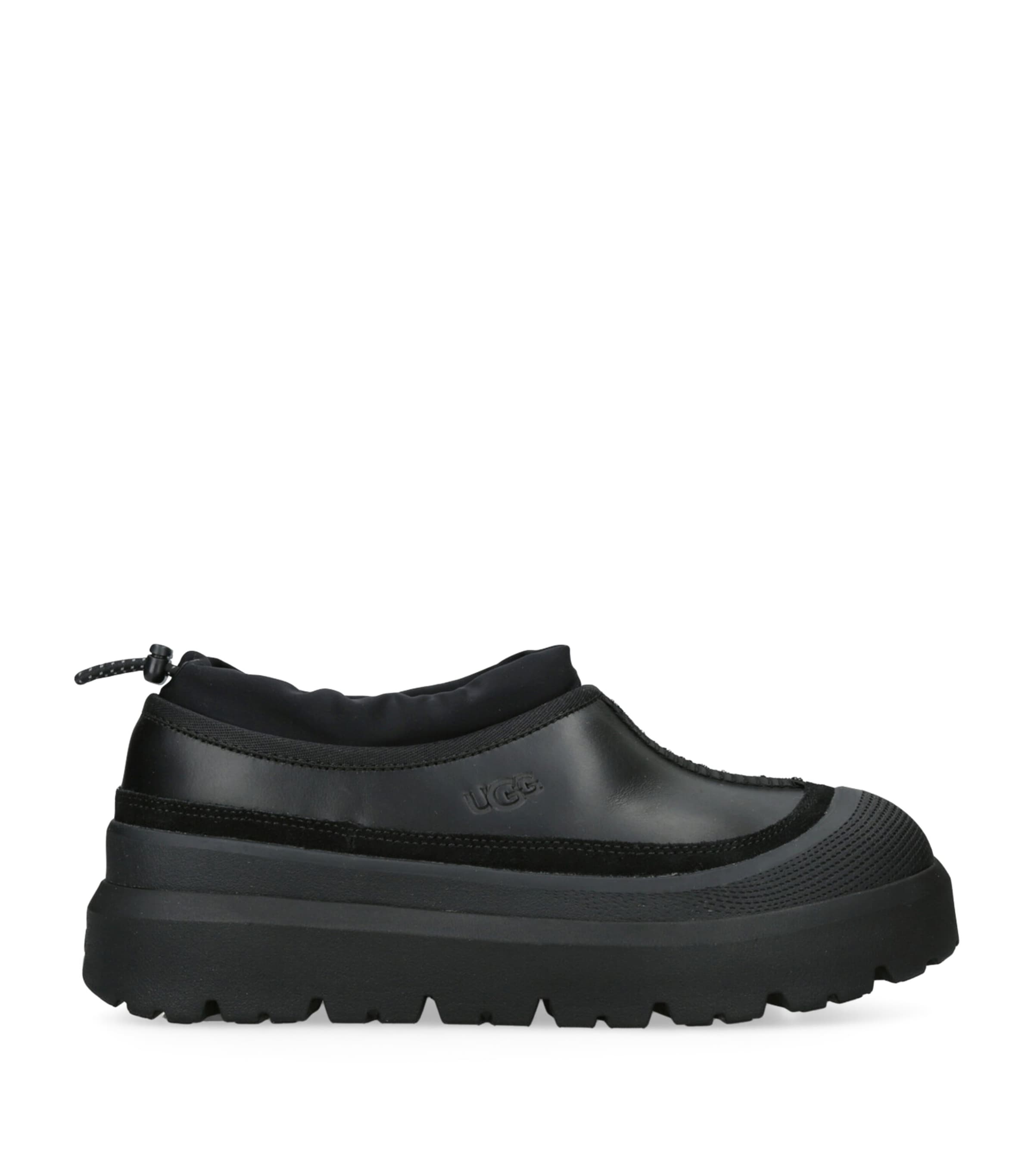 UGG Black Leather Tasman Weather Hybrid Slippers | Harrods UK