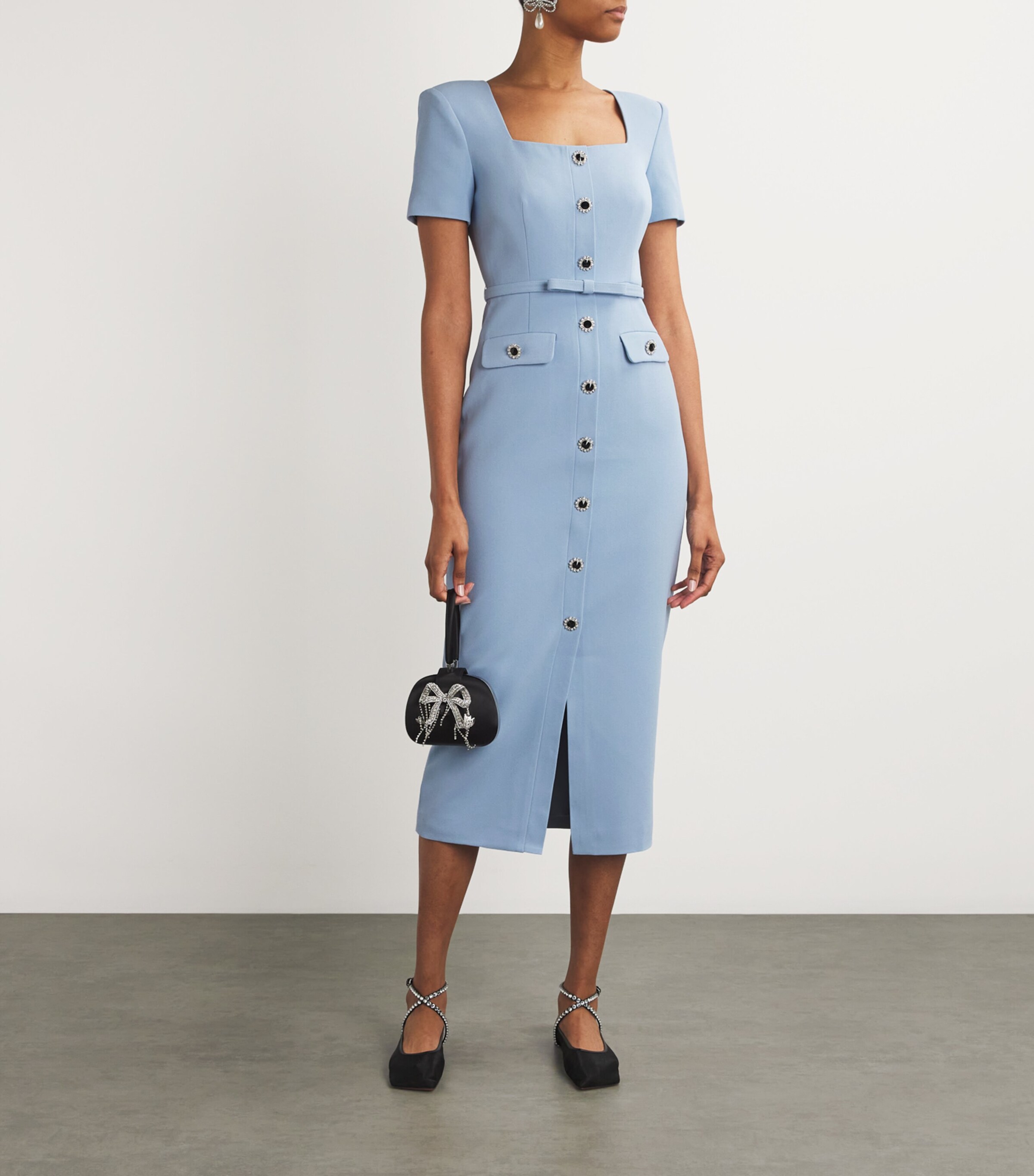 Self-Portrait Crepe Button Midi Dress | Harrods US