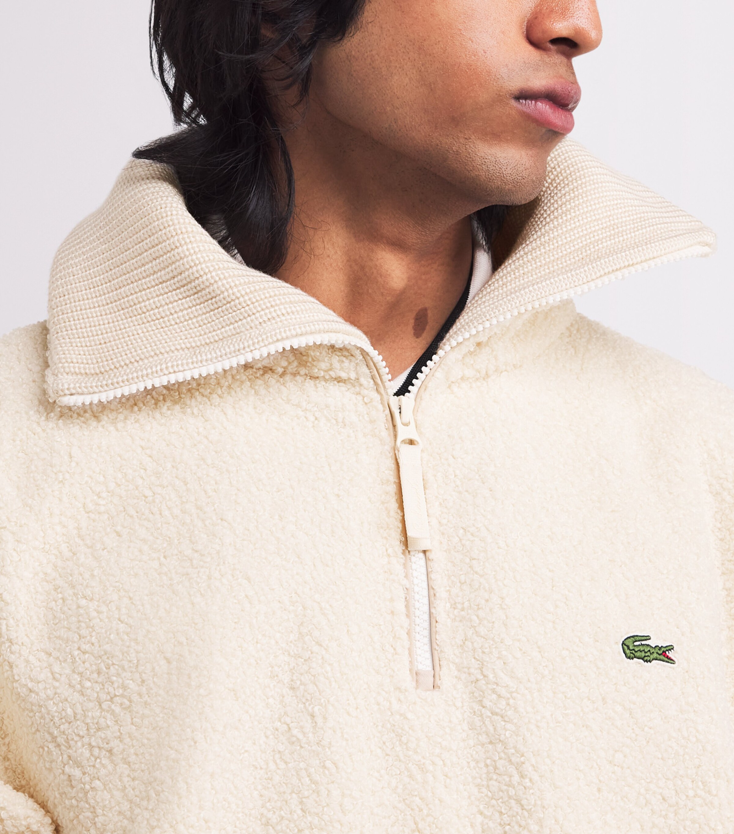 Lacoste Ivory Fleece Quarter-Zip Sweatshirt | Harrods UK