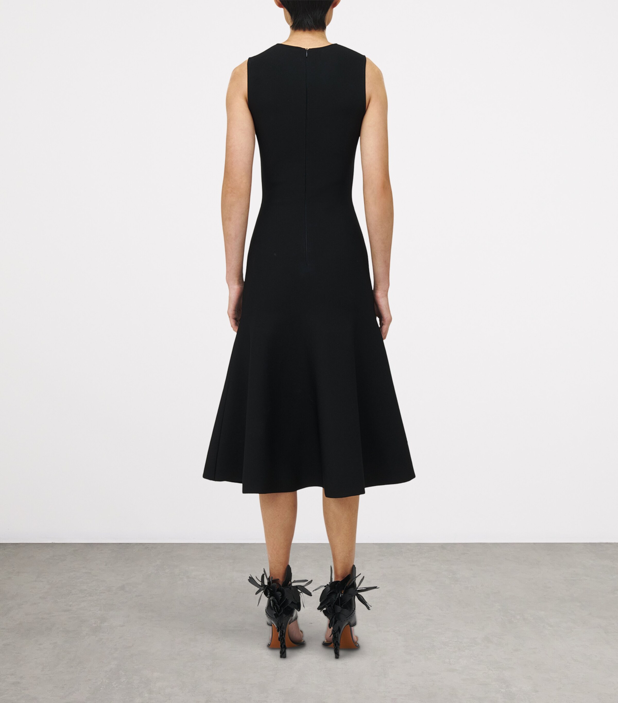 McQueen Black Embroidered Banshee Midi Dress | Harrods UK