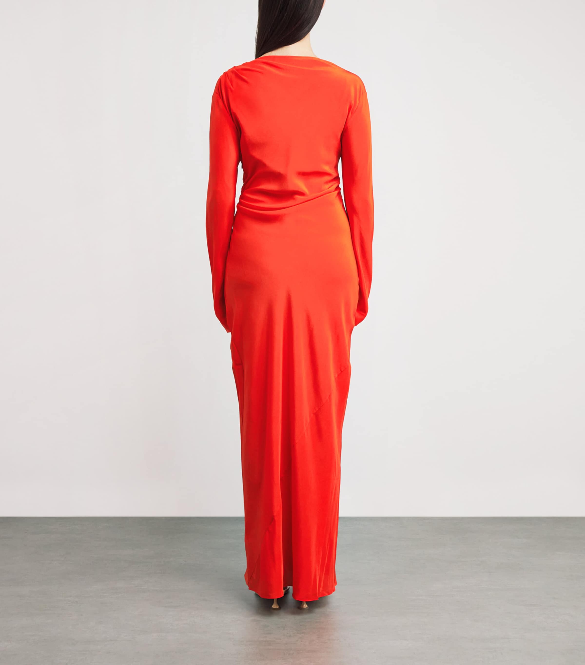 SIR. Orange Silk Gathered Fresca Maxi Dress | Harrods GR