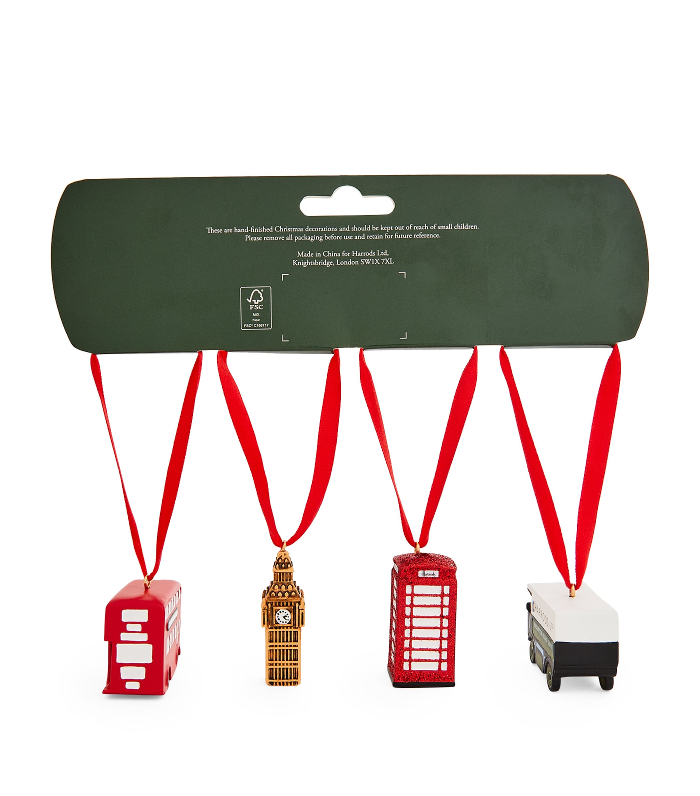 Harrods London Icons Tree Decorations (Set of 4) | Harrods UK