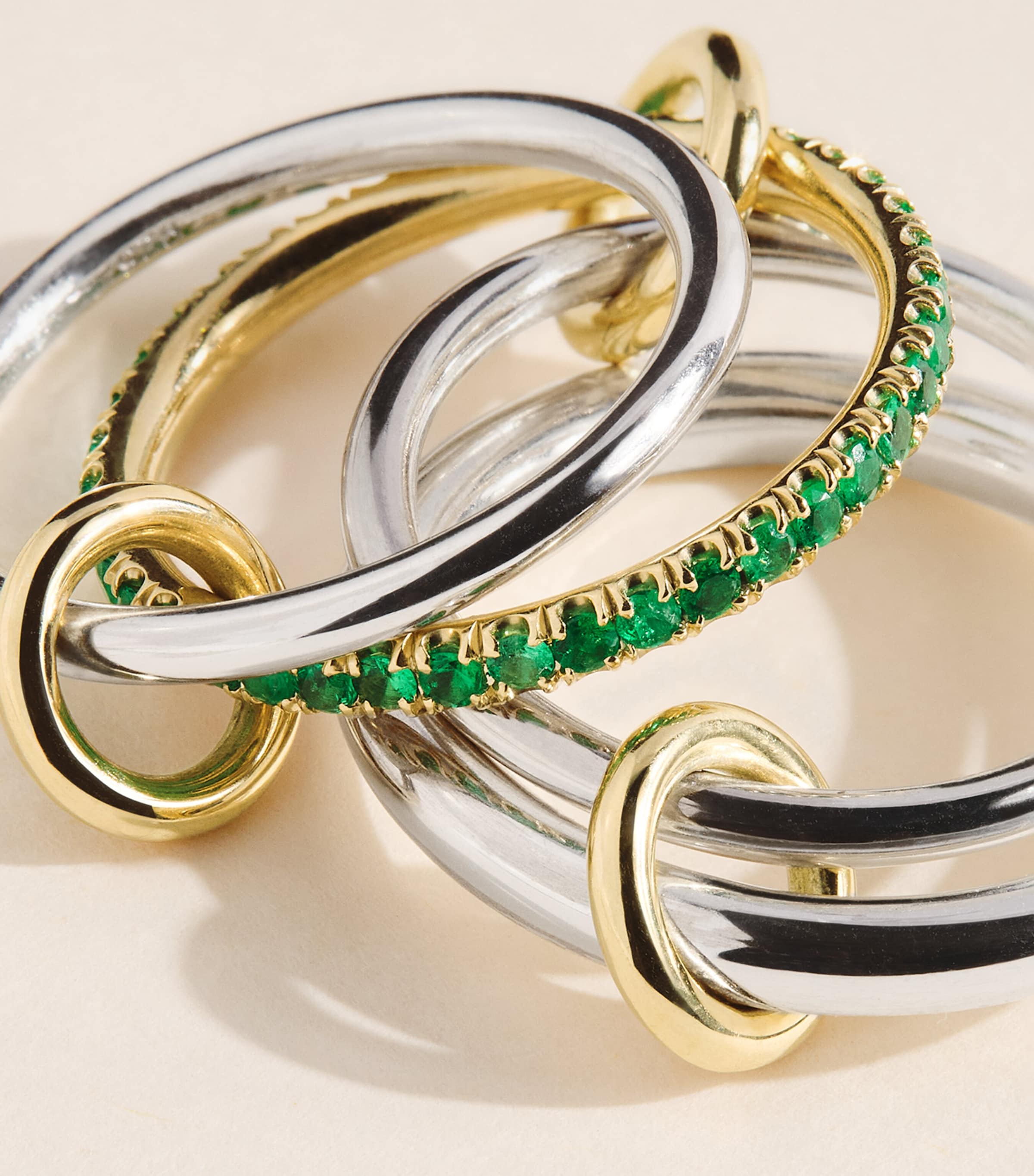 Spinelli Kilcollin Sterling Silver, Yellow Gold and Emerald Nimbus Ring ...