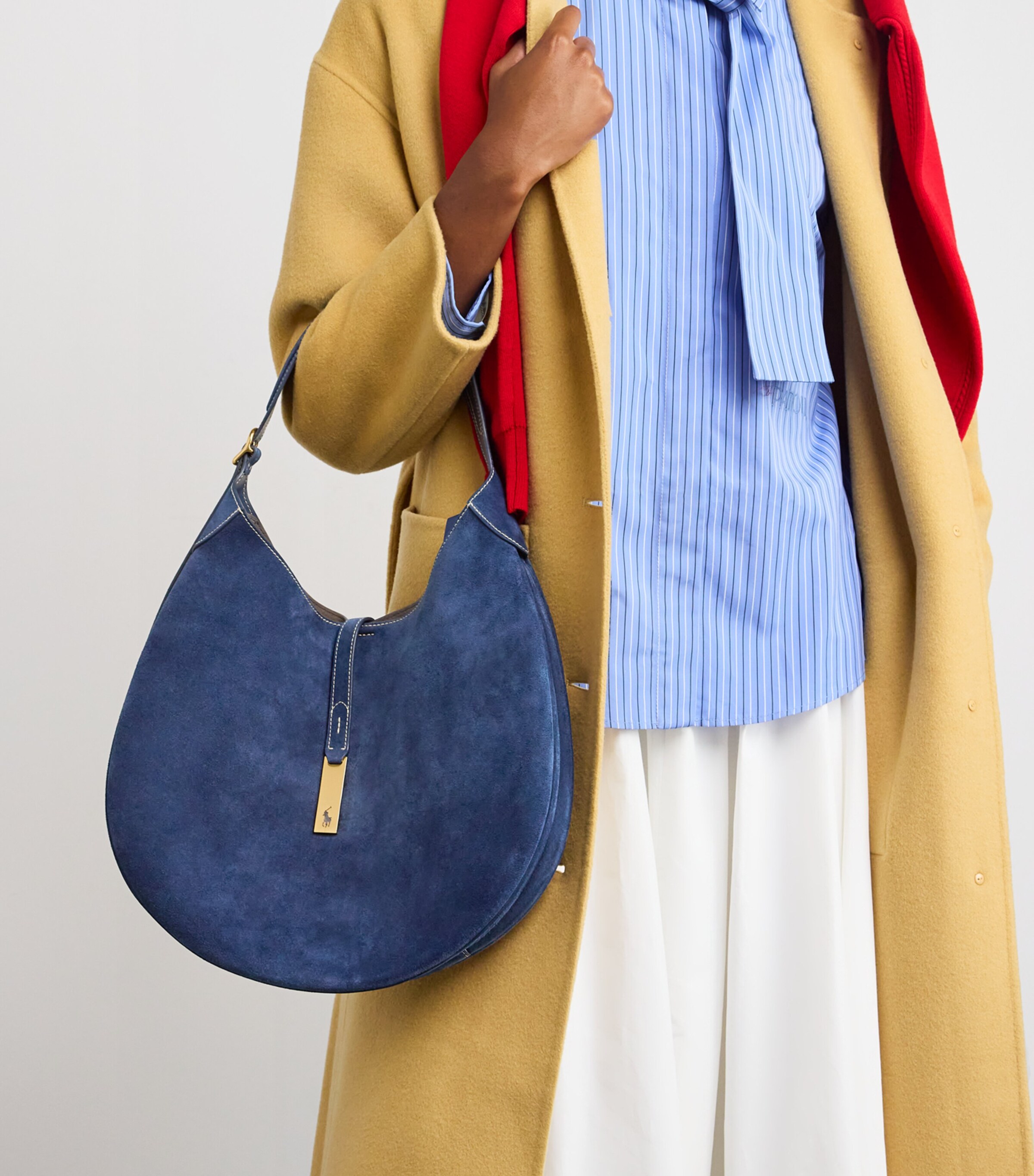 Polo Ralph Lauren Navy Medium Suede ID Shoulder Bag | Harrods US