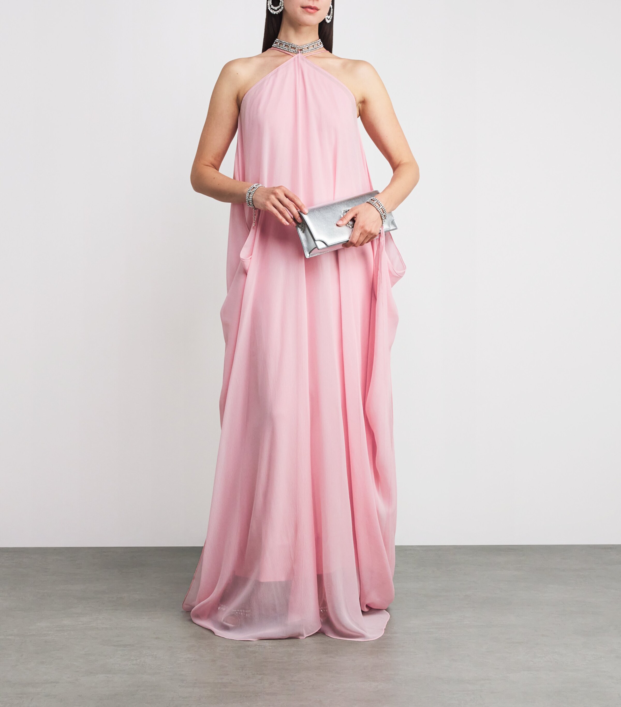 Taller Marmo Pink Silk Sza Sza Embellished Maxi Dress | Harrods UK