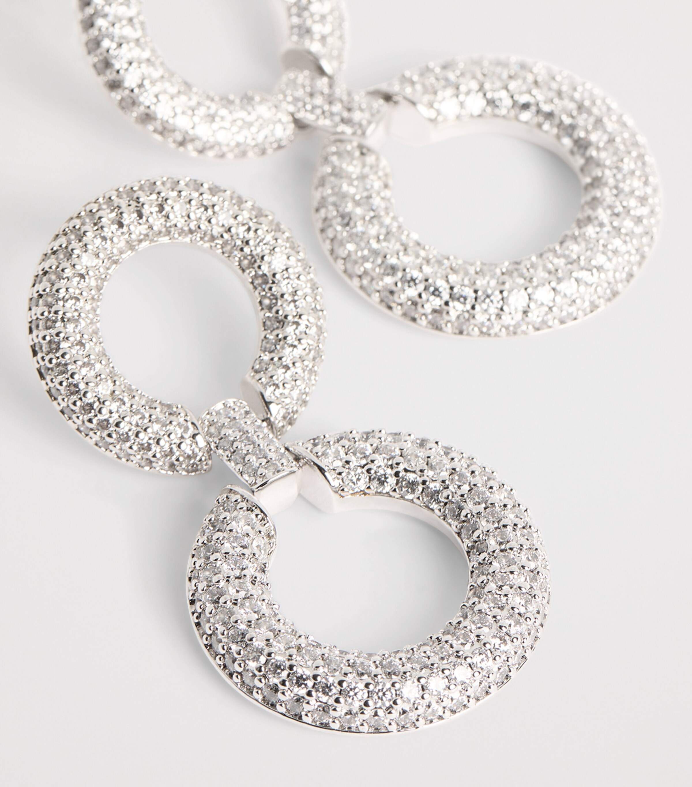 Self-Portrait Silver Tiered Crystal Link Earrings | Harrods US