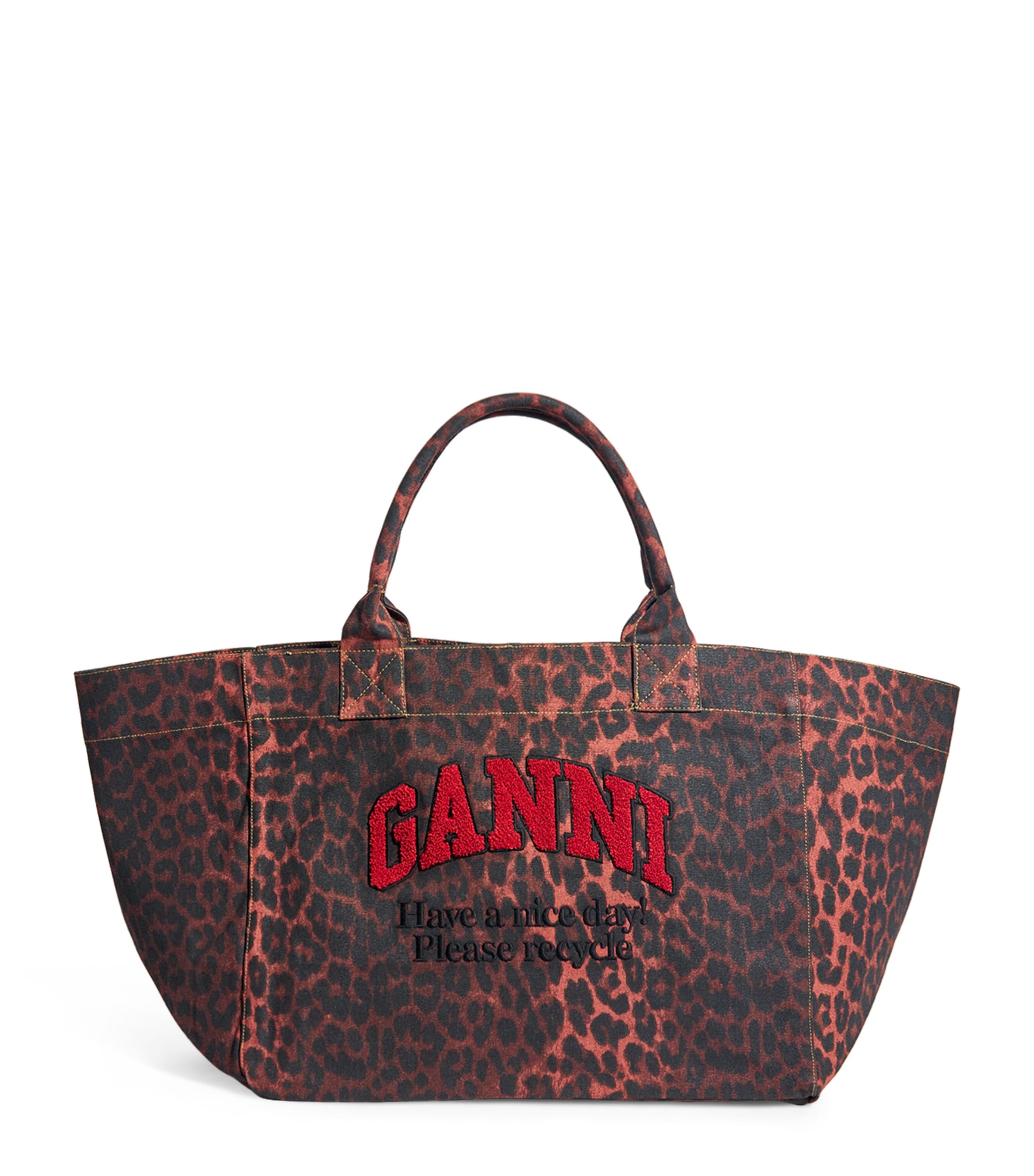 GANNI Extra-Large Leopard Easy Tote Bag | Harrods US