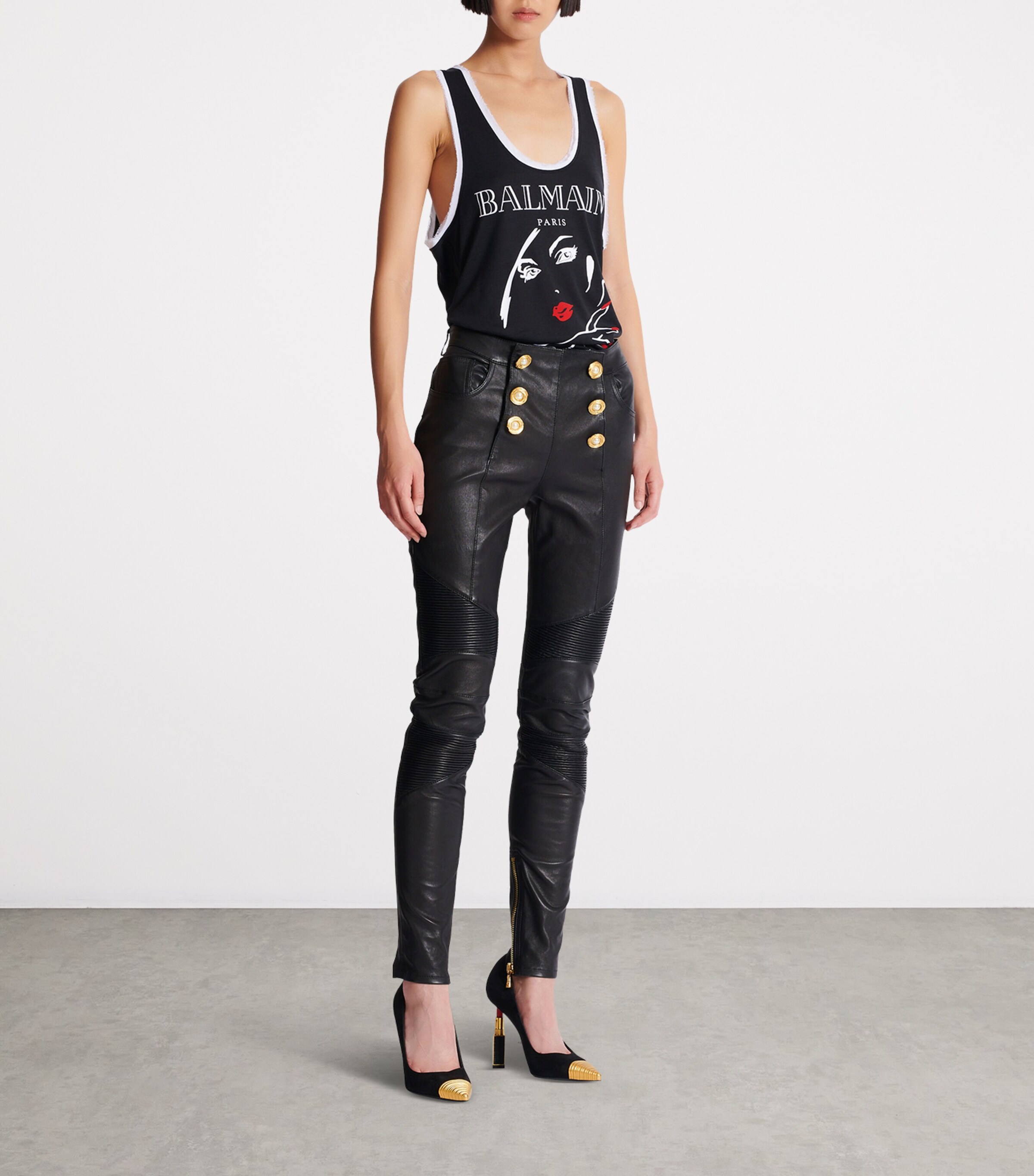 Balmain Skinny Leather Trousers | Harrods UK