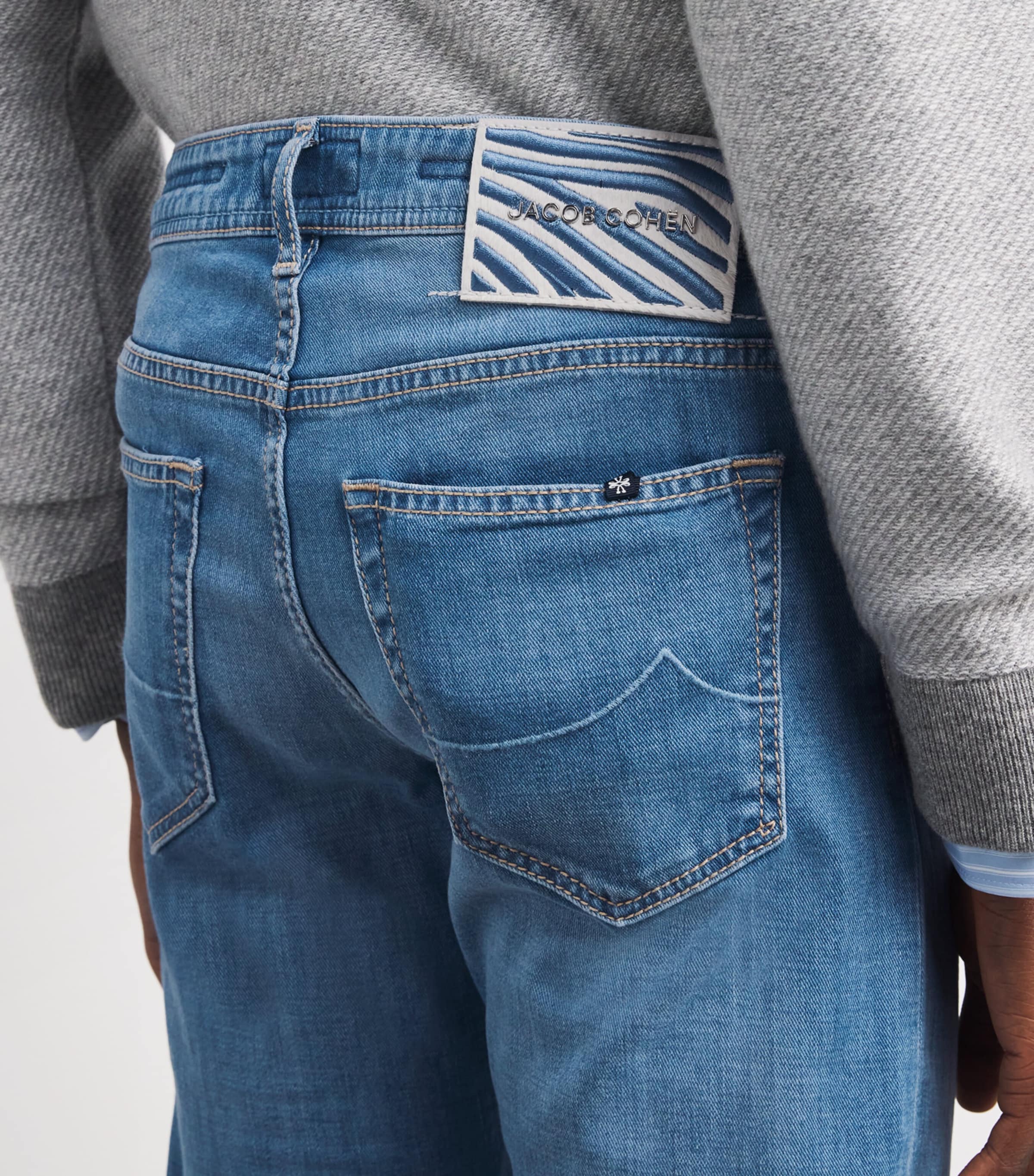 JACOB COHËN Blue Nubuck-Patch Bard Slim Jeans | Harrods US
